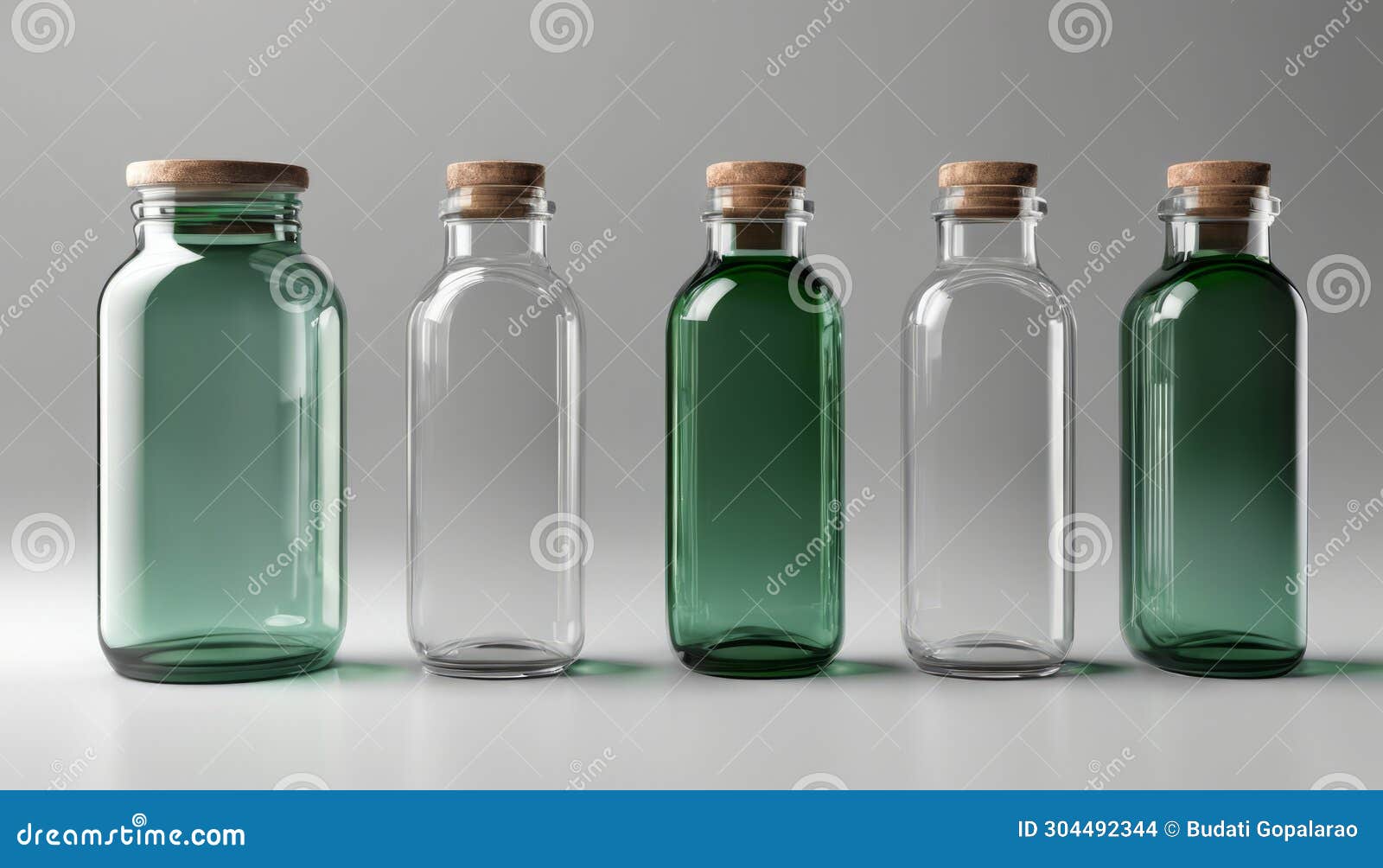 Four Glass Jars with Green Liquid in Them Stock Illustration ...