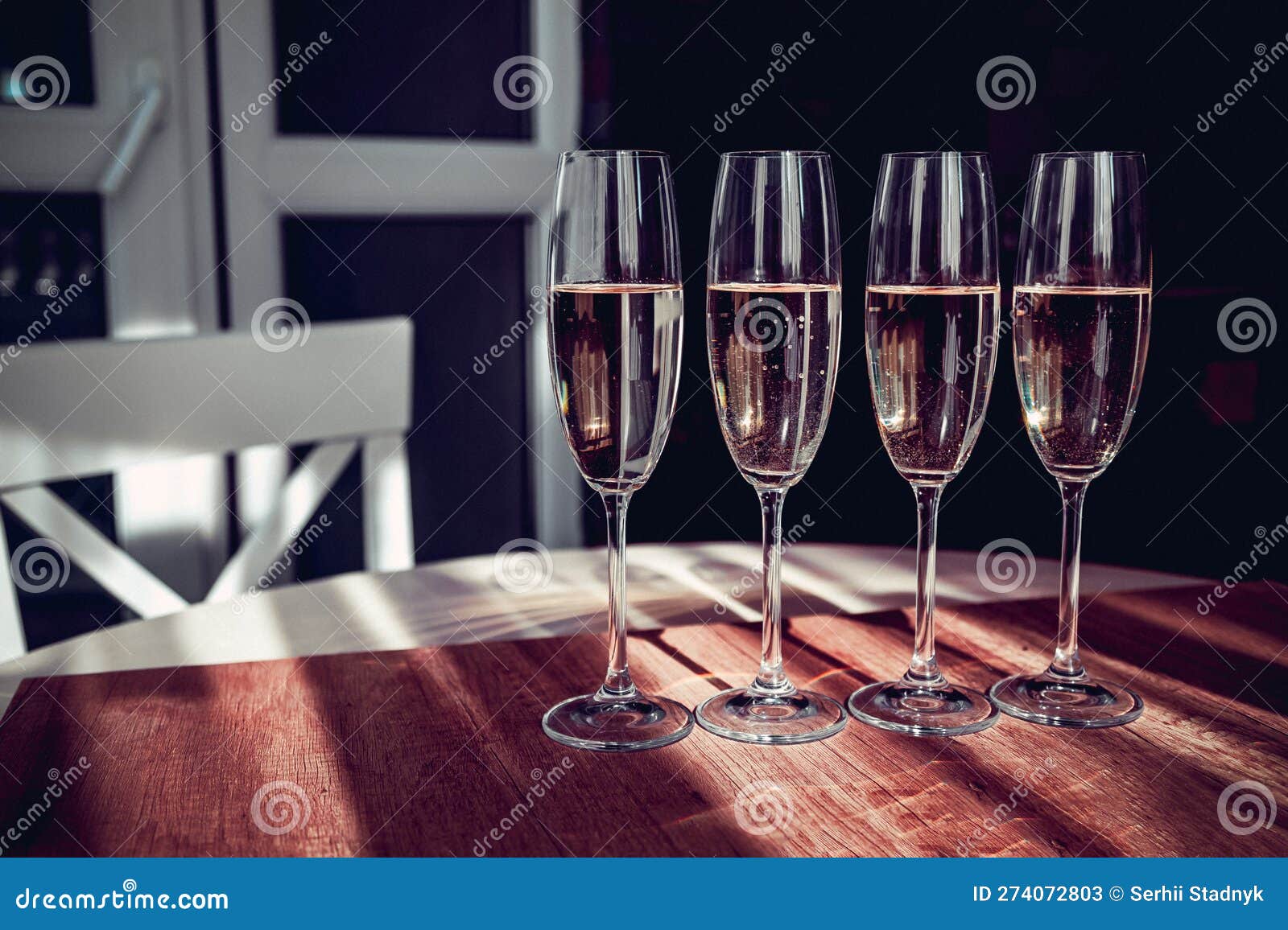 Four Glasses of French Champagne, on the Table Stock Image - Image of ...