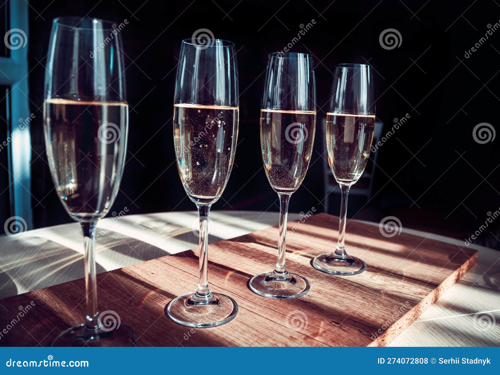 Four Glasses of French Champagne, on the Table Stock Photo - Image of ...