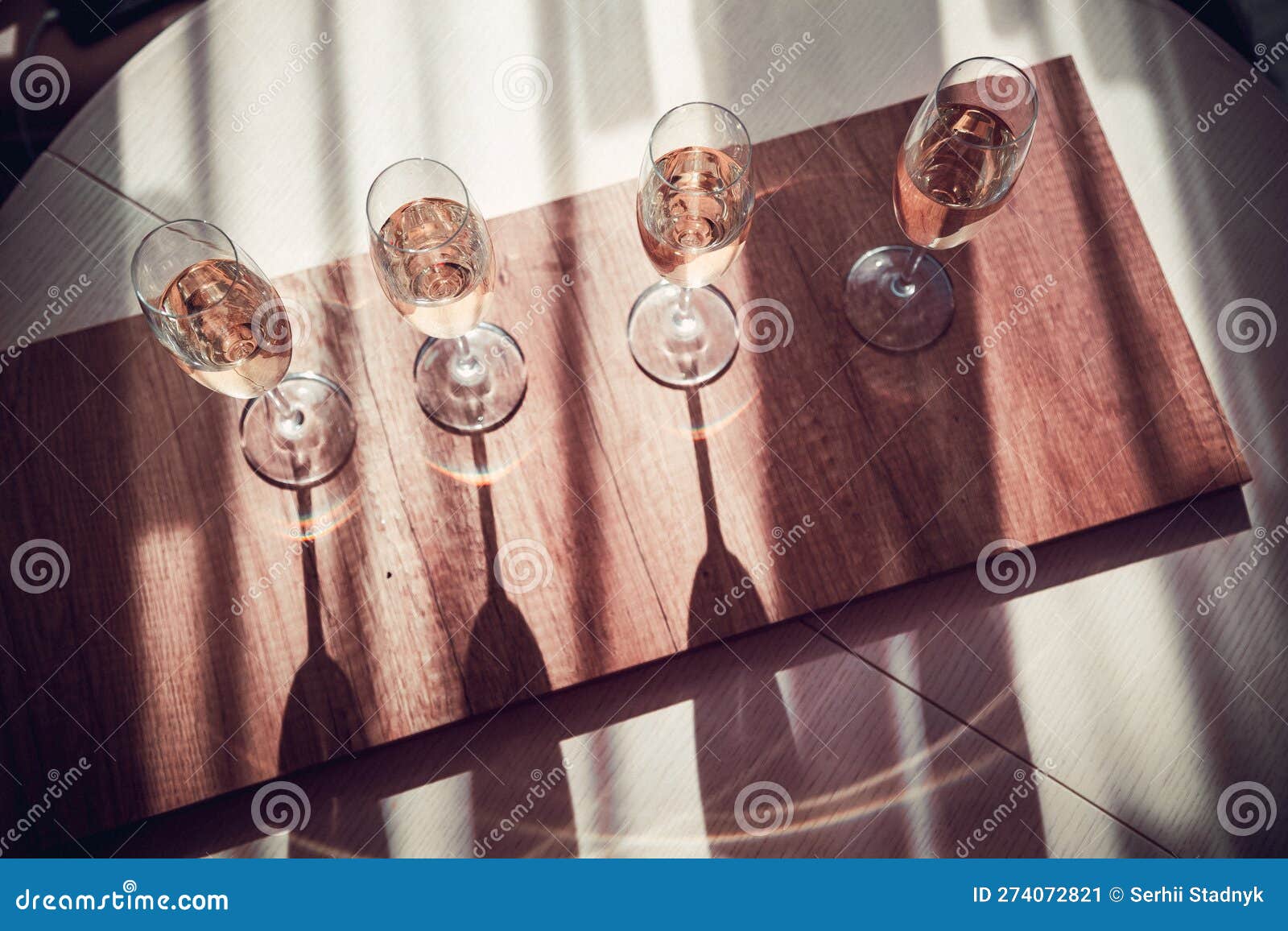 Four Glasses of French Champagne, on the Table Stock Image - Image of ...