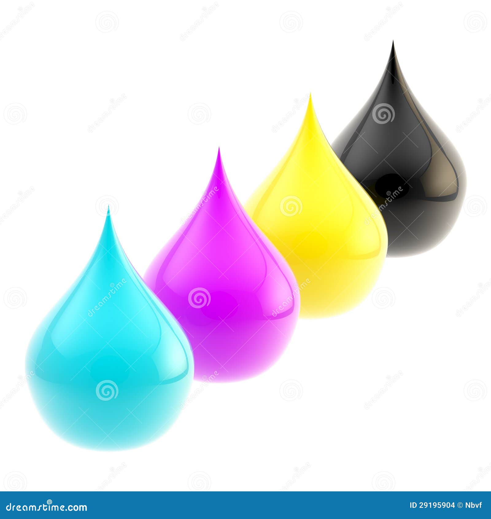 Four Glossy Cmyk Drops Isolated Stock Illustration - Illustration of ...