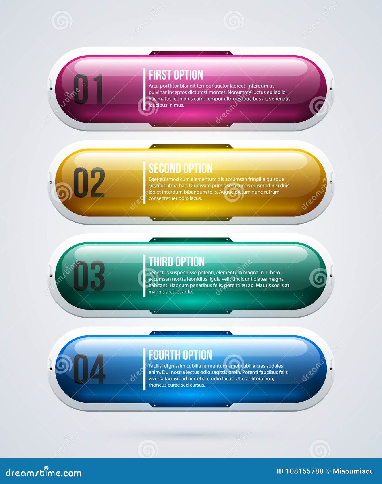 Four Glossy Options in Hi-tech Style Stock Vector - Illustration of ...