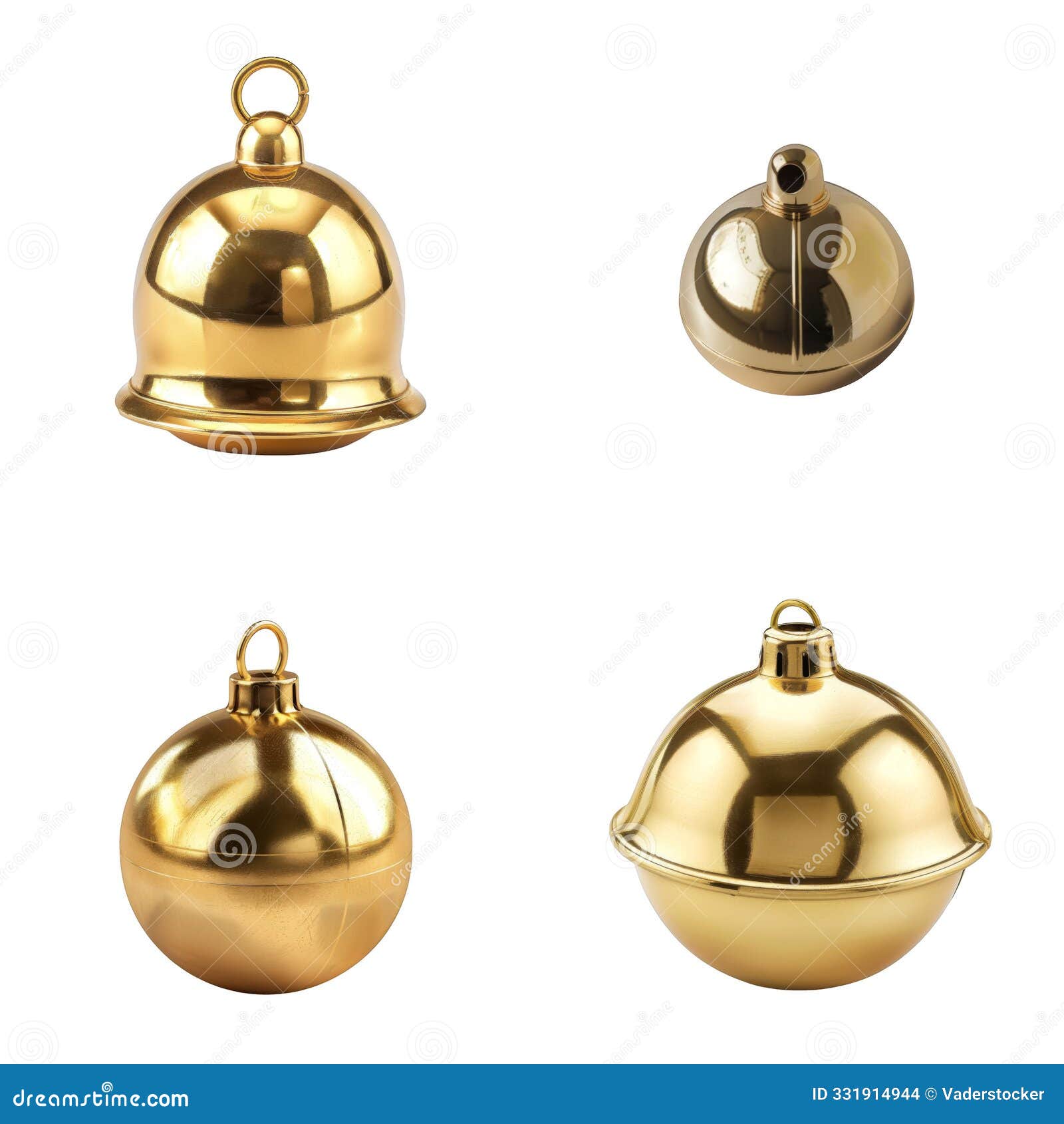 Four Gold Bells with Various Designs and Shapes Stock Illustration ...