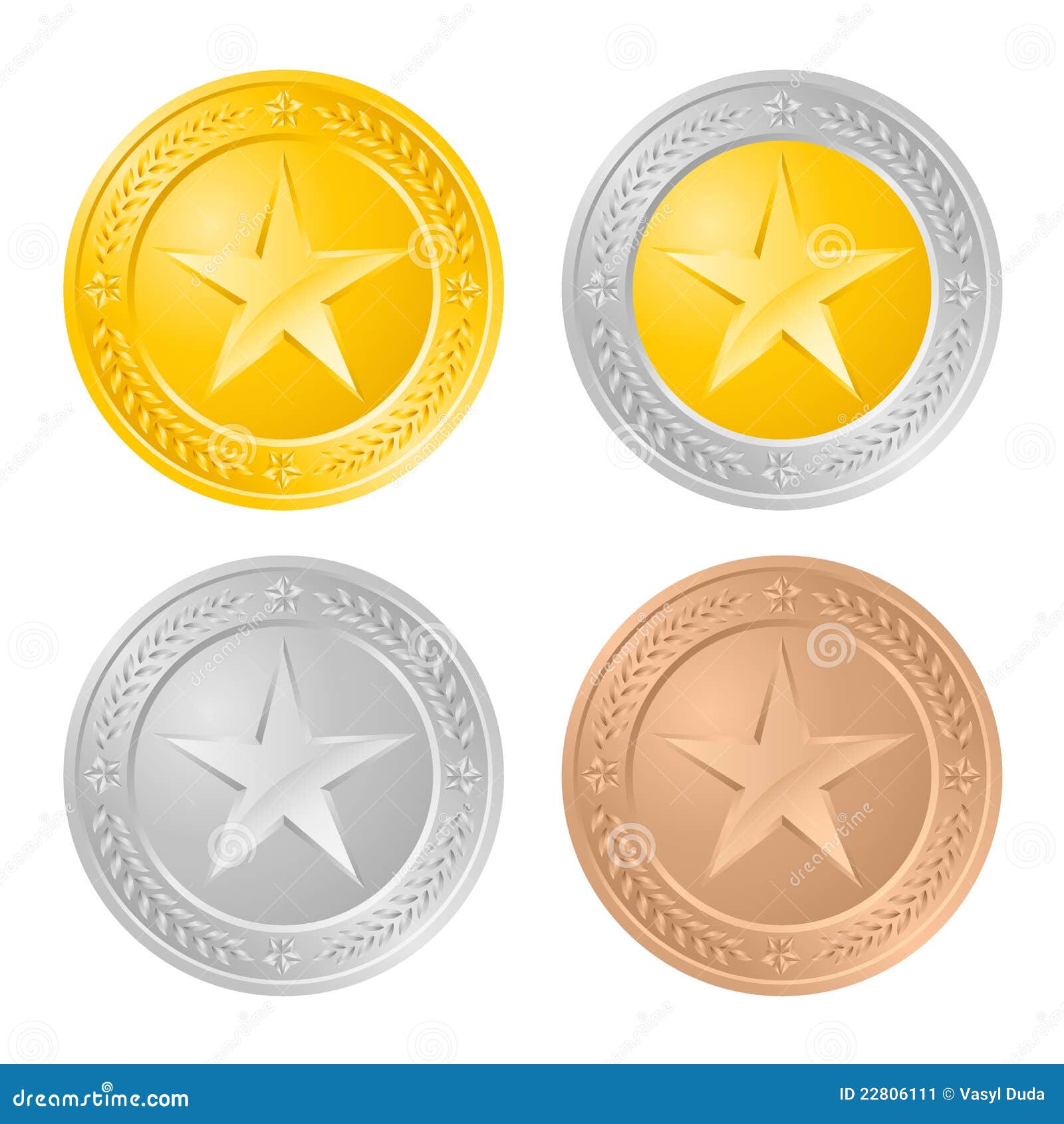 Four gold coins stock vector. Illustration of european - 22806111