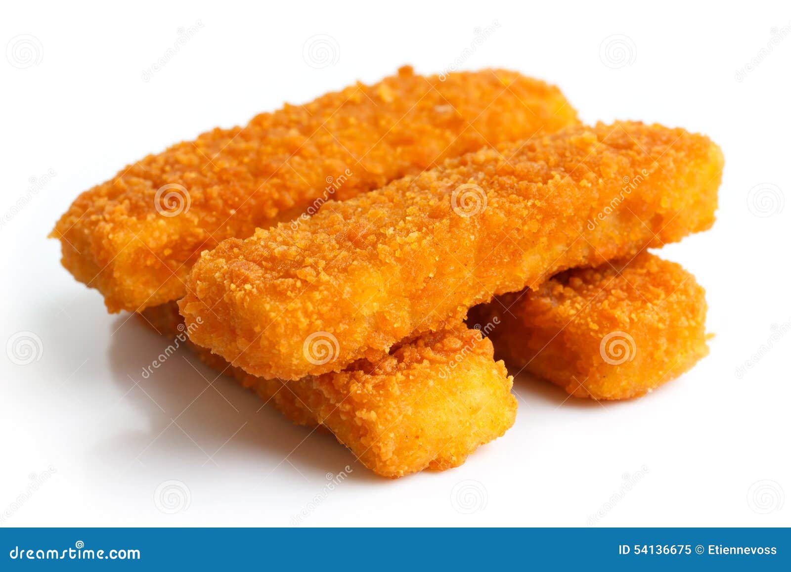 Four Golden Fried Fish Fingers Stacked on White Stock Image - Image of ...
