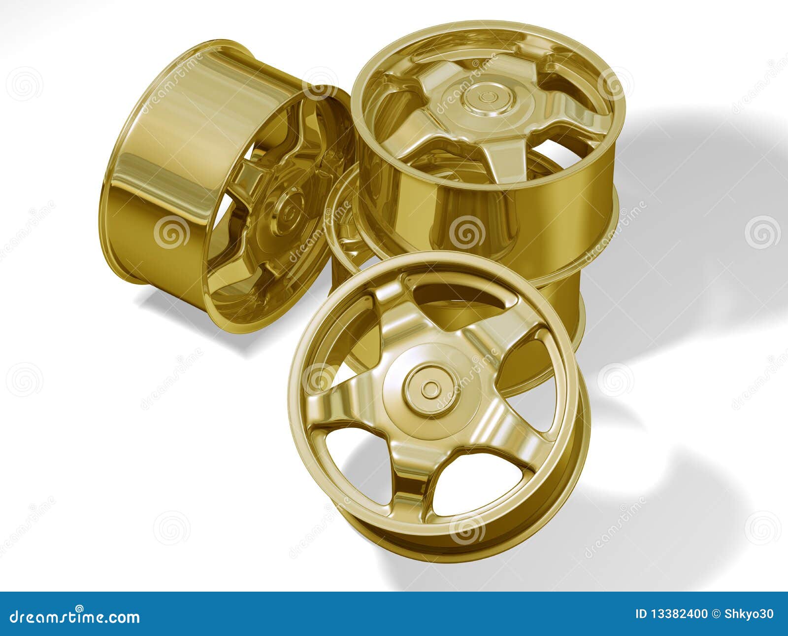 Four golden rims stock illustration. Illustration of reflection - 13382400