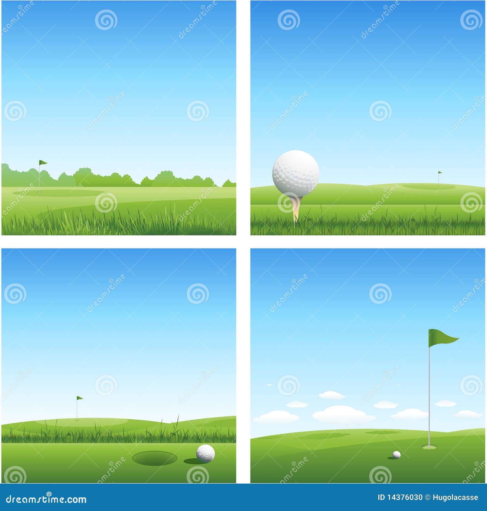 Four golf backgrounds stock vector. Illustration of spring - 14376030