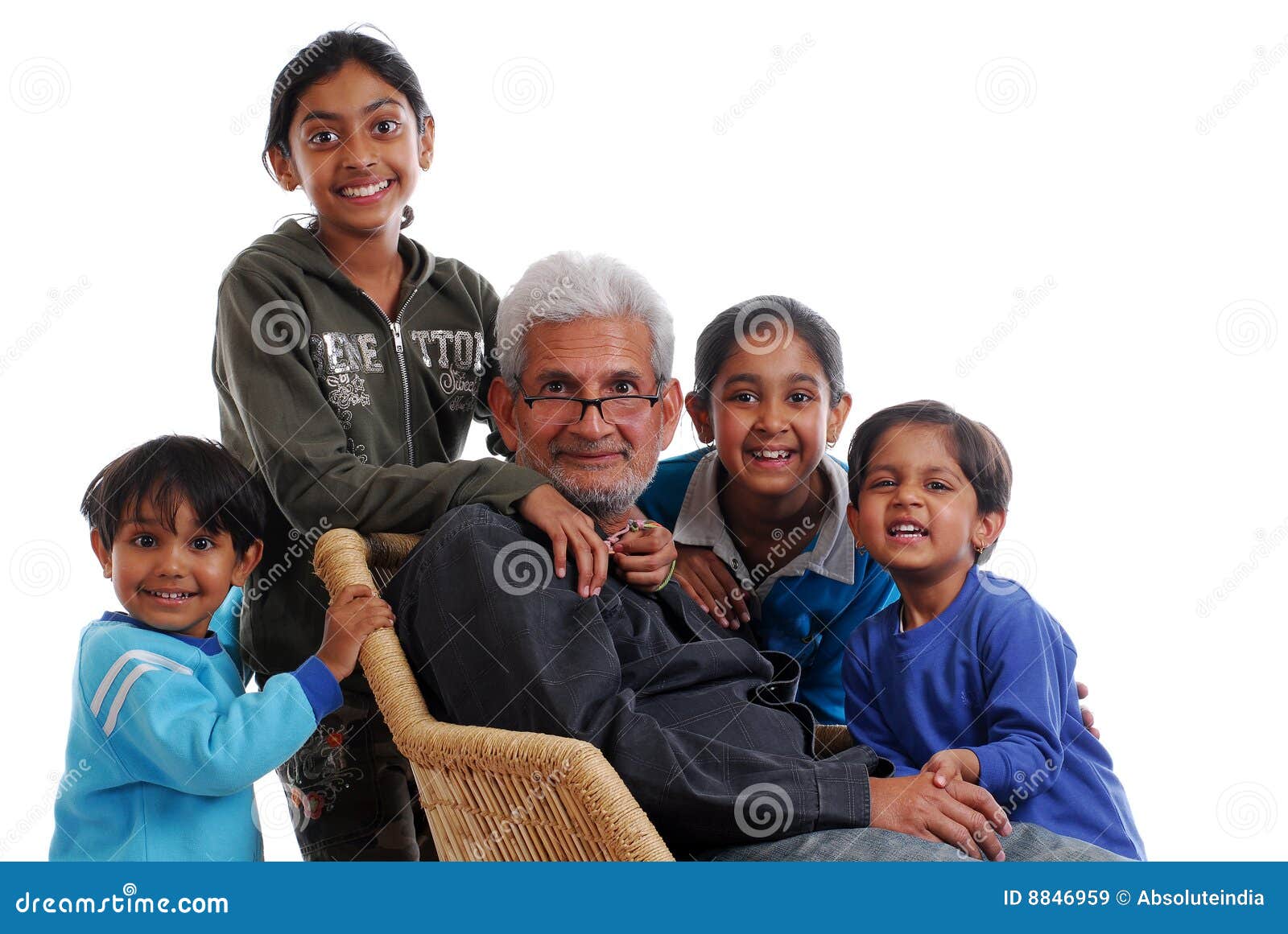 Four Grand Children with Grand Father Stock Image - Image of ...