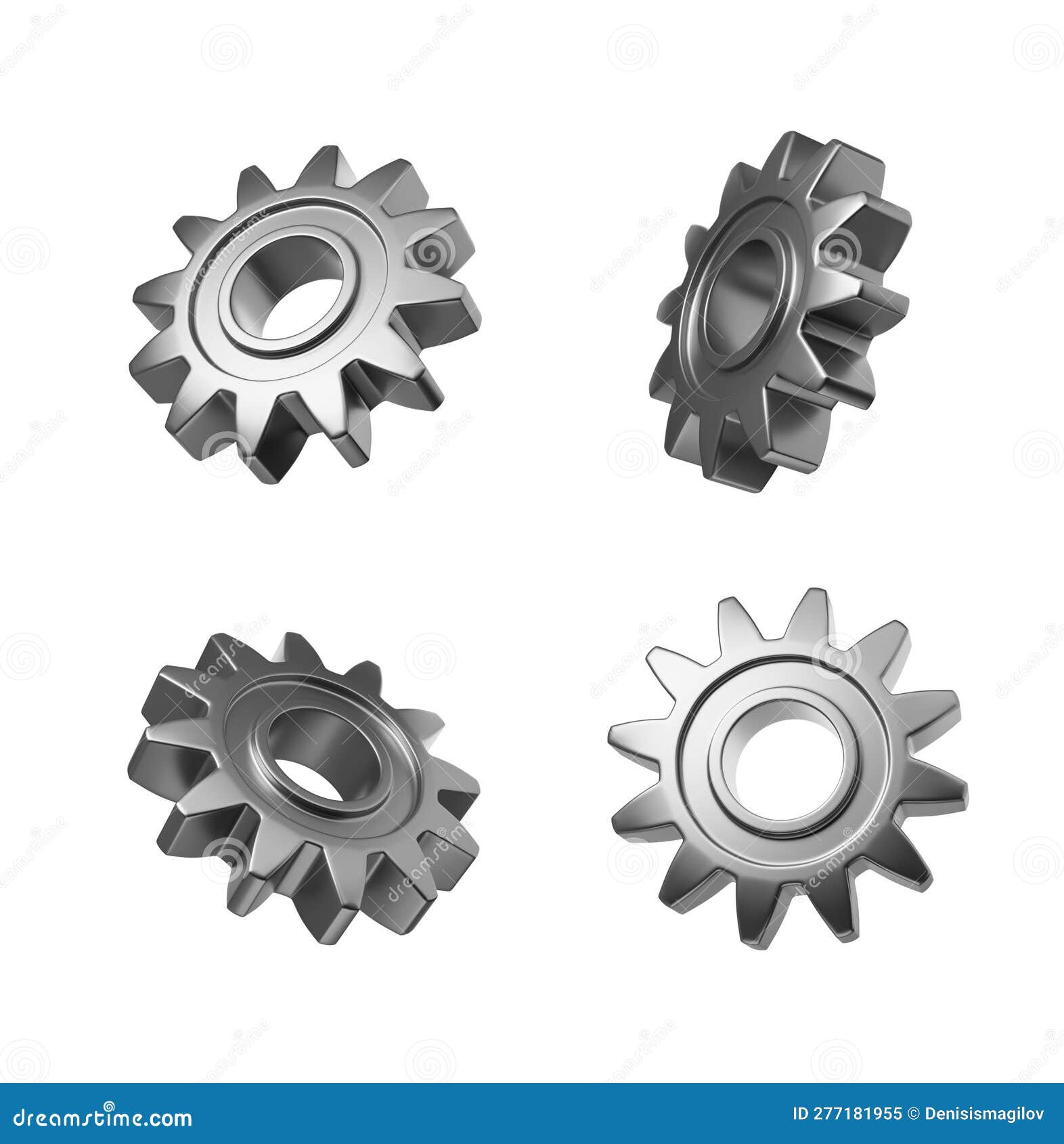 Four Gray Gears Over White Background Stock Illustration - Illustration ...