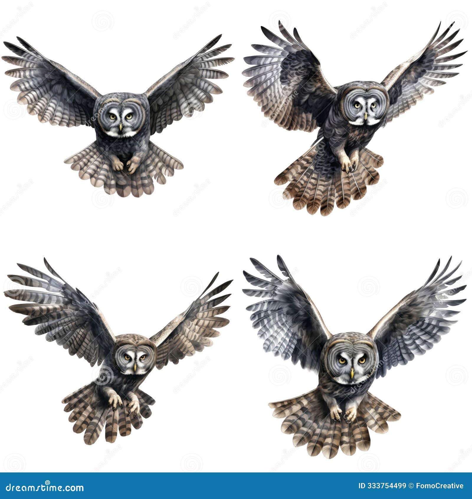 Gray Owl In Flight Illustration Royalty-Free Cartoon | CartoonDealer ...