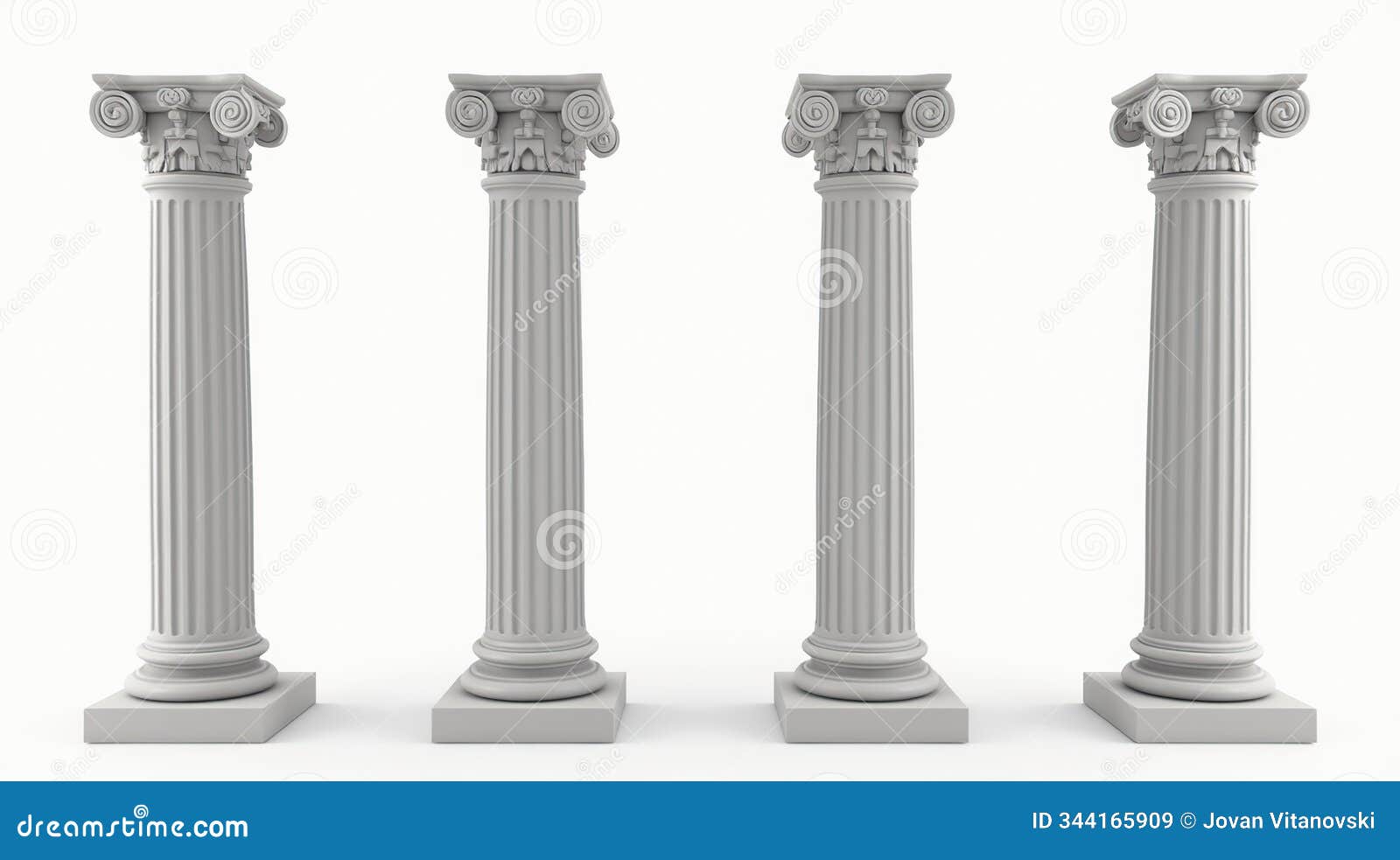 Greek Ionic Columns Isolated on White Background Architectural Design ...