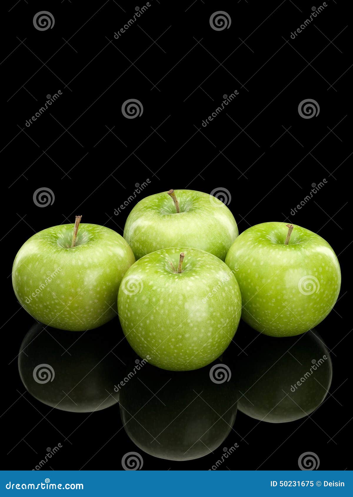 Four green apples stock image. Image of isolated, pyramid - 50231675