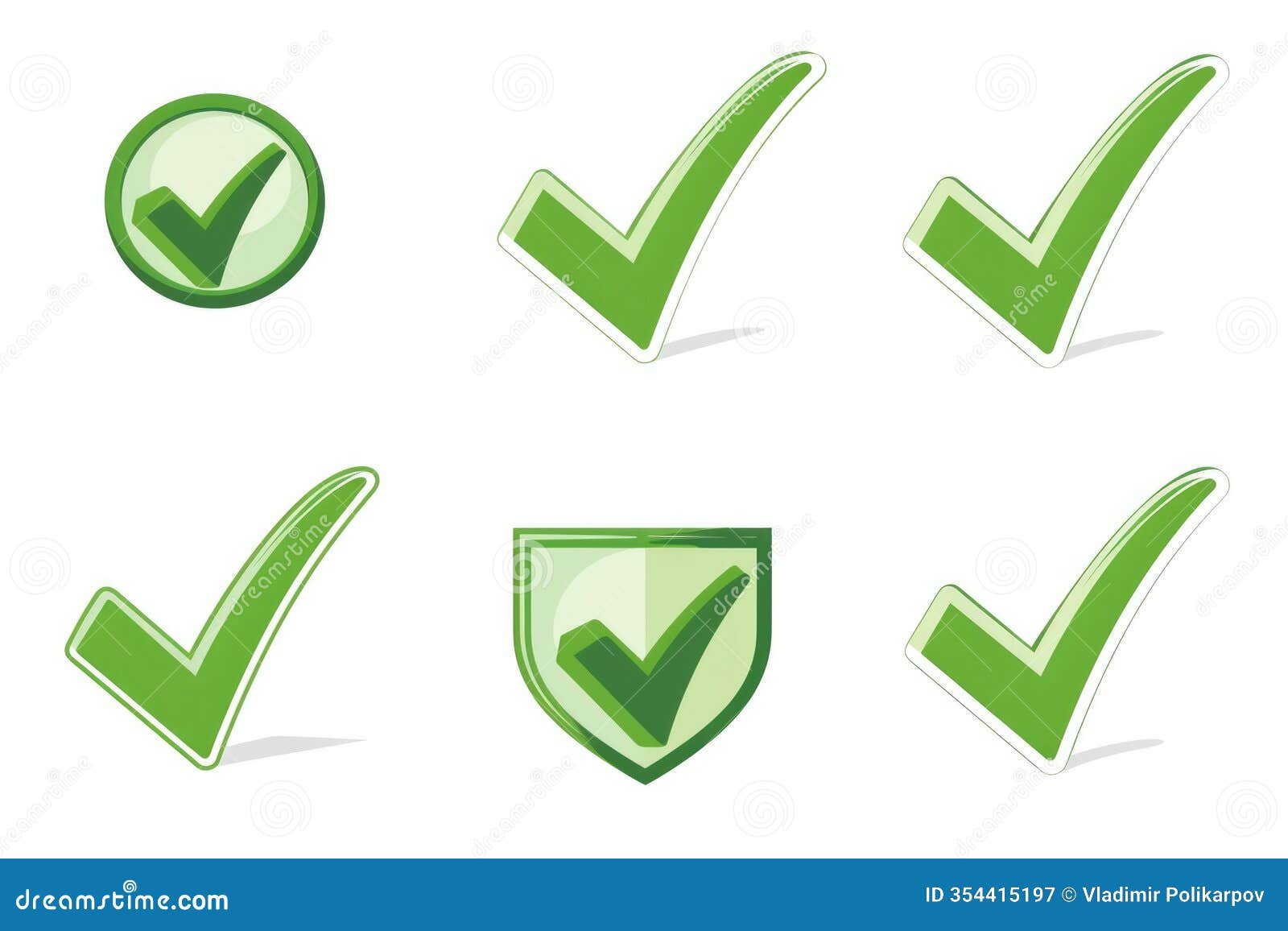 Four Green Check Marks on a Plain White Background, Suitable for ...