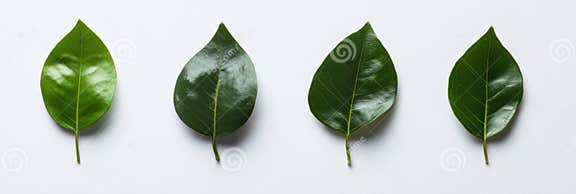 Four Green Leaves in a Row on a Light Background Stock Illustration ...