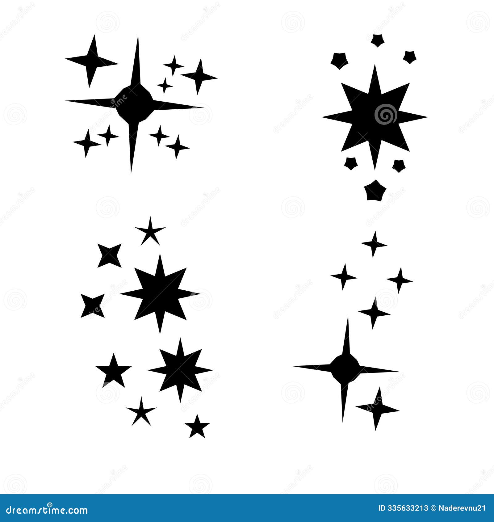 Four Groups of Black Various Stars Stock Vector - Illustration of ...