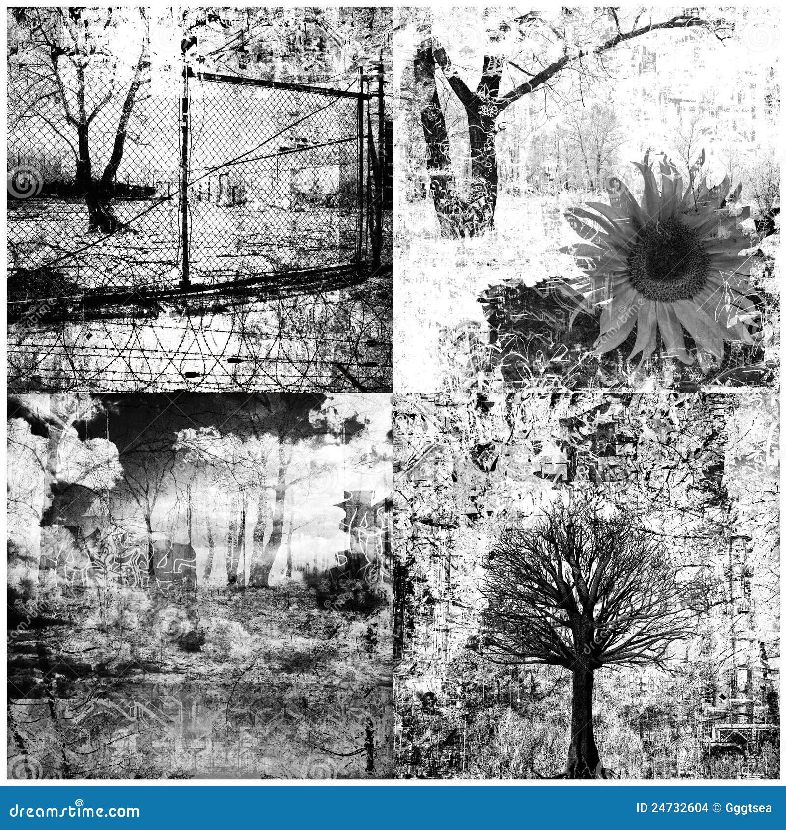 Four grunge collage stock photo. Image of dark, creative - 24732604