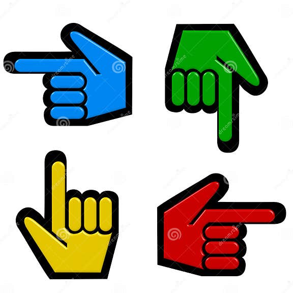 Four hand cursors stock illustration. Illustration of graphic - 5552220