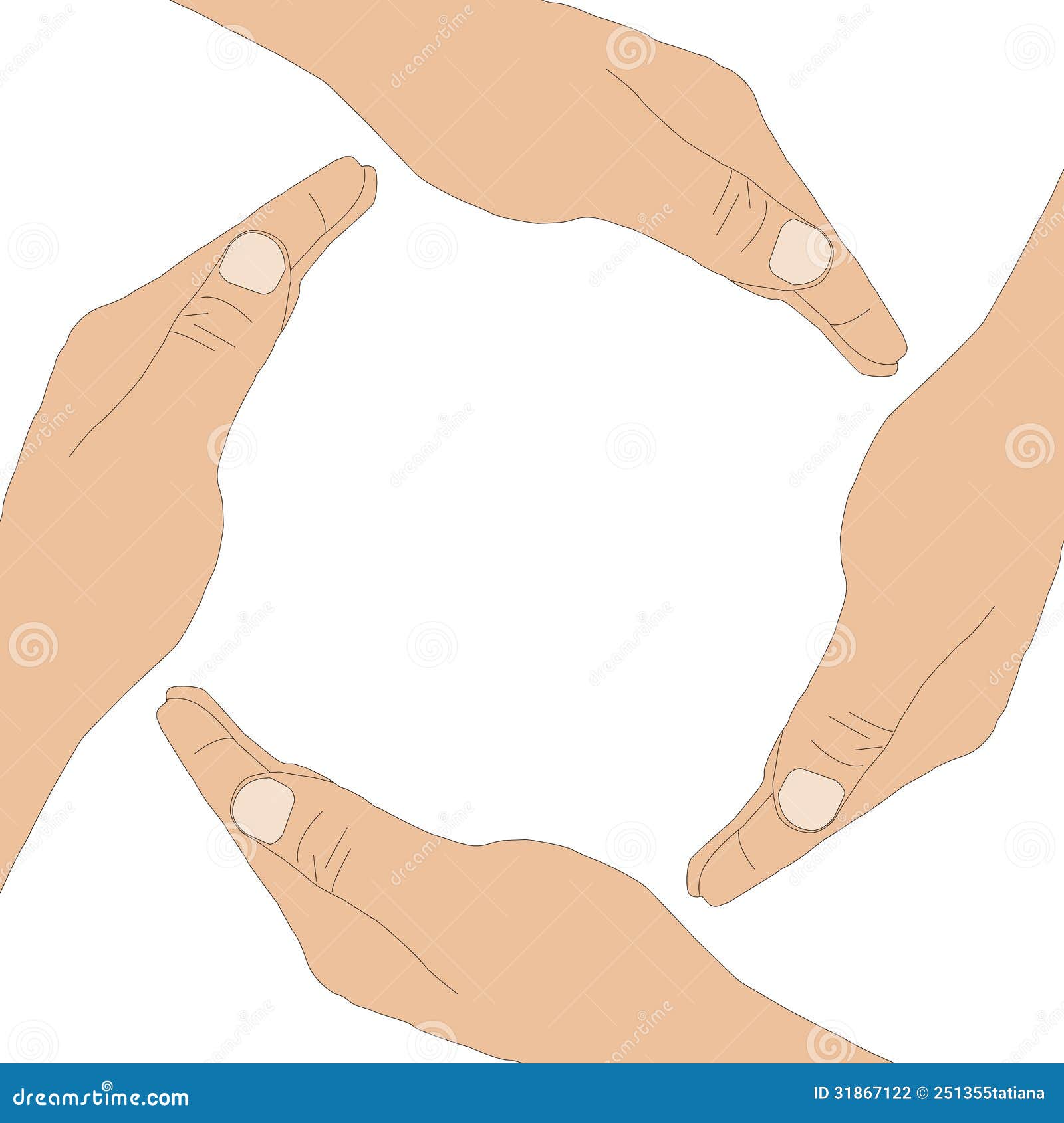 Four hands 27.06.13 stock illustration. Illustration of diversity ...