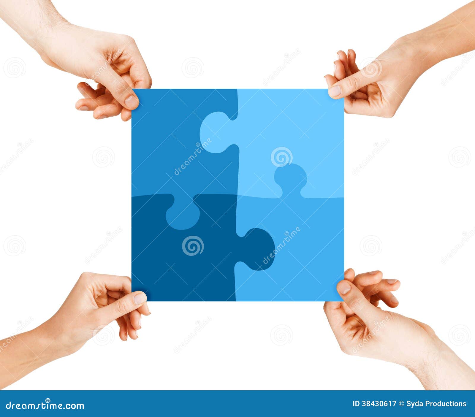 Four Hands Connecting Puzzle Pieces Stock Image - Image of pieces ...