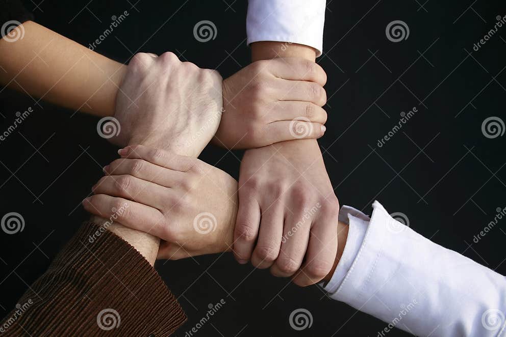 Four Hands Holding Tight Toget Stock Photo - Image of partners ...