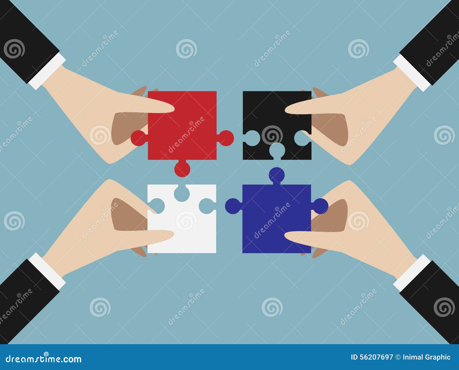 Four hands with puzzles stock vector. Illustration of connect - 56207697