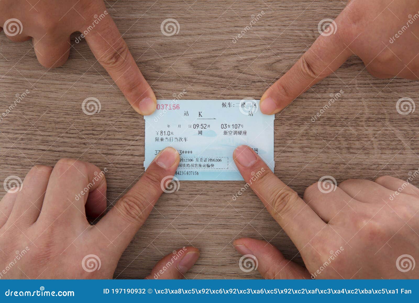 Four Hands are Snatching Train Tickets on the Table Stock Photo - Image ...