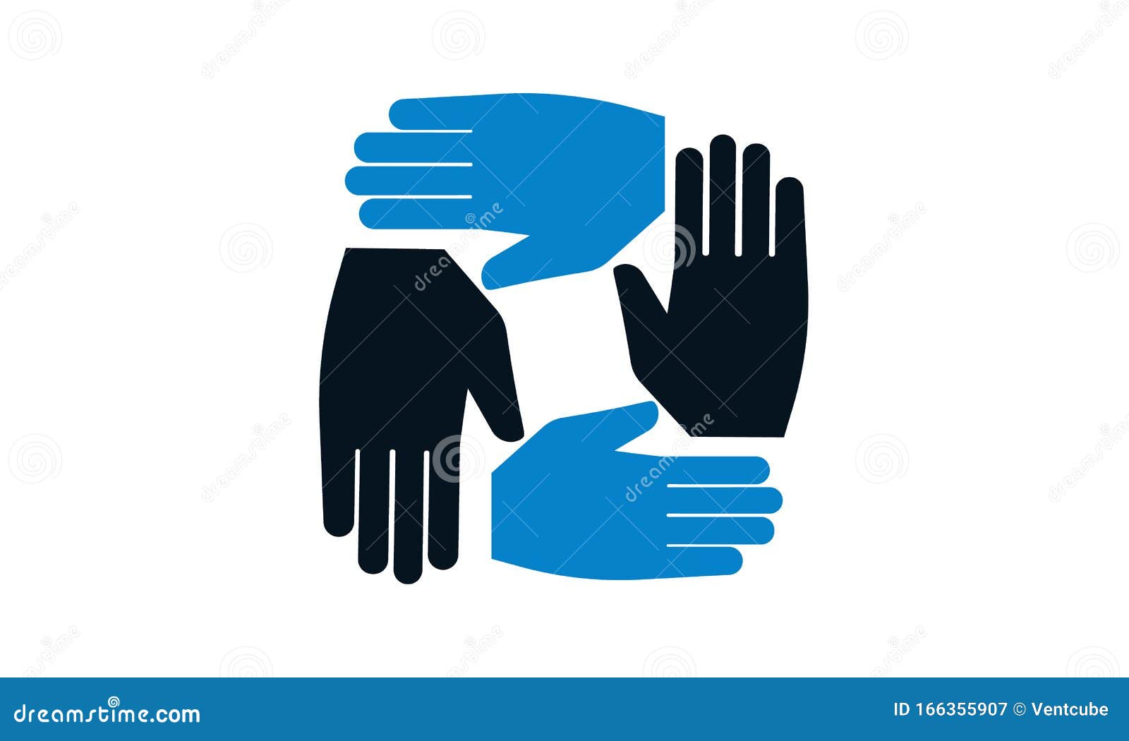 Four Hands Support Each Other, Concept of Teamwork, Icon Vector 向量例证 ...