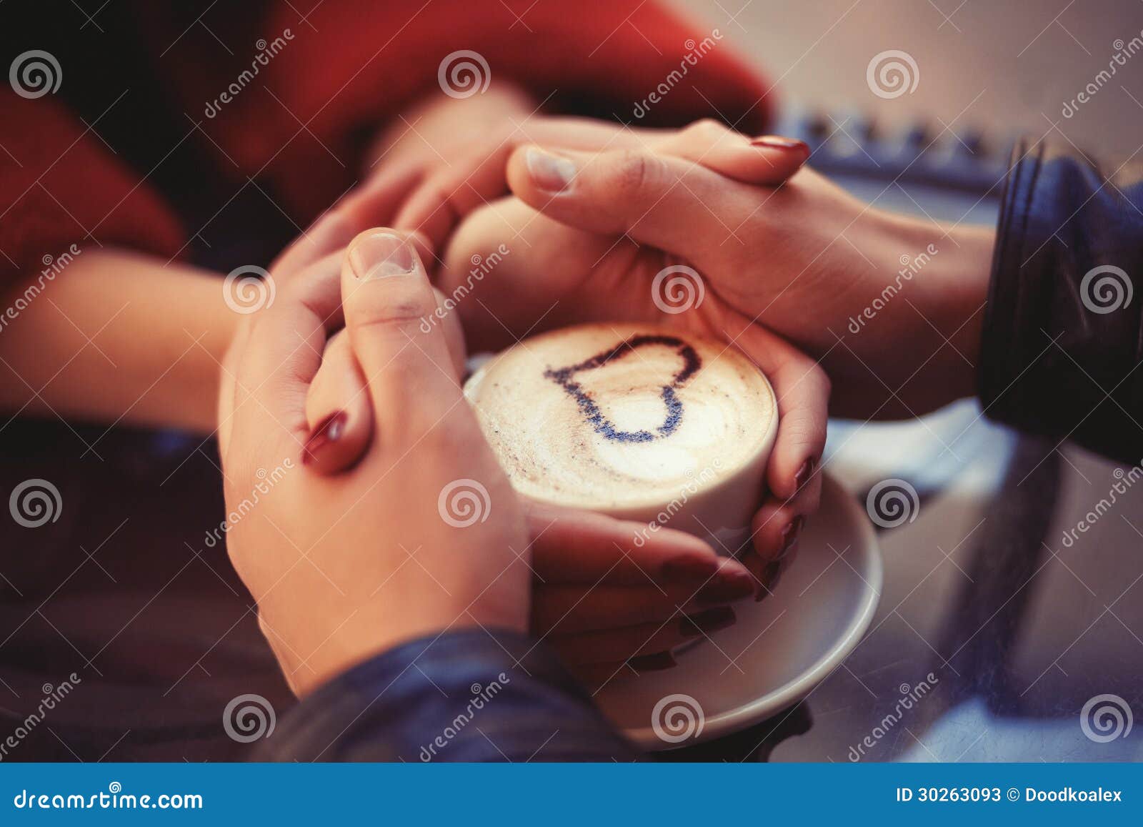 Four Hands Wrapped Around a Cup Stock Image - Image of breakfast, milk ...
