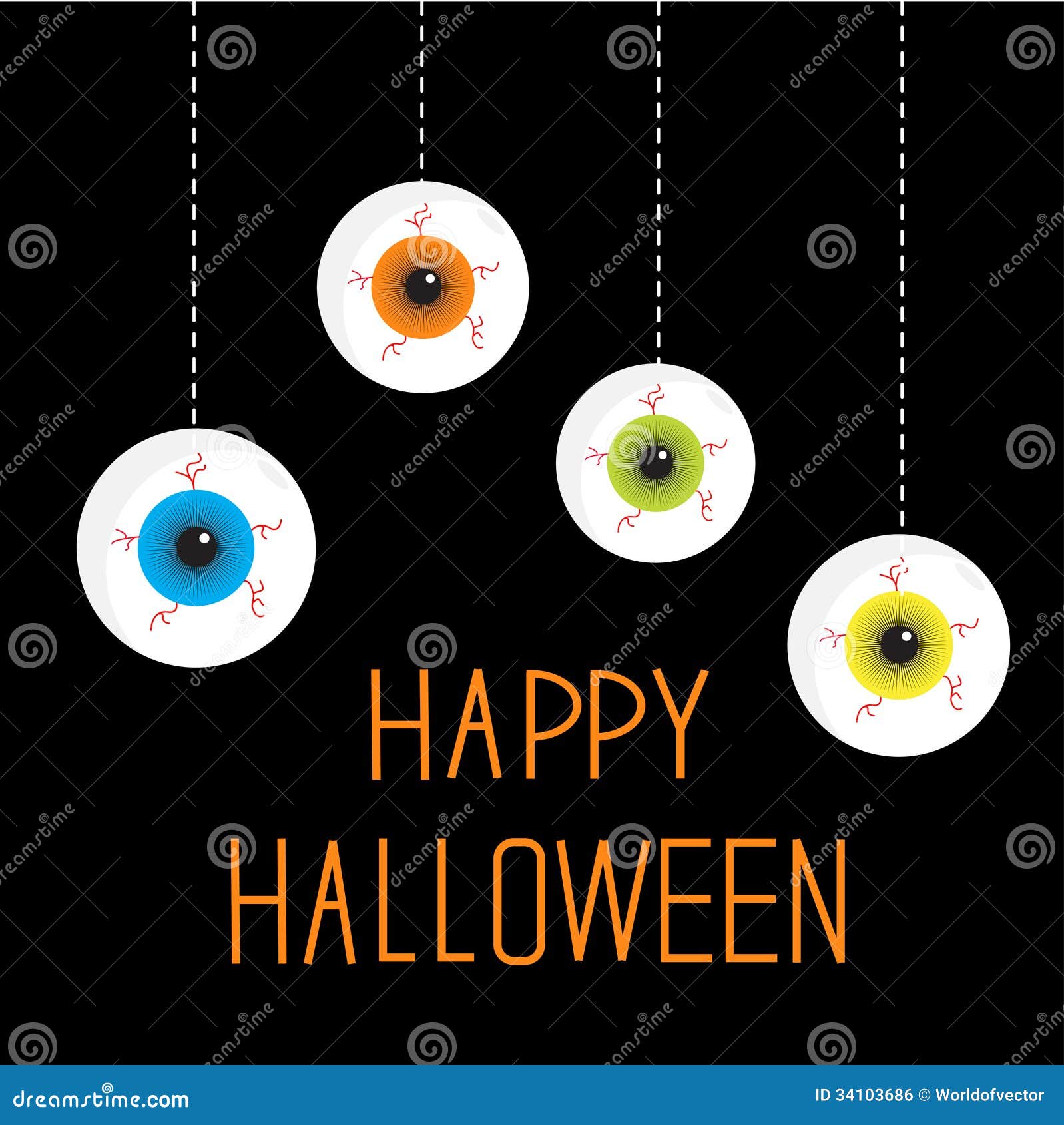 Hanging Eyeballs With Bloody Streaks. Perpetual Vector Illustration ...