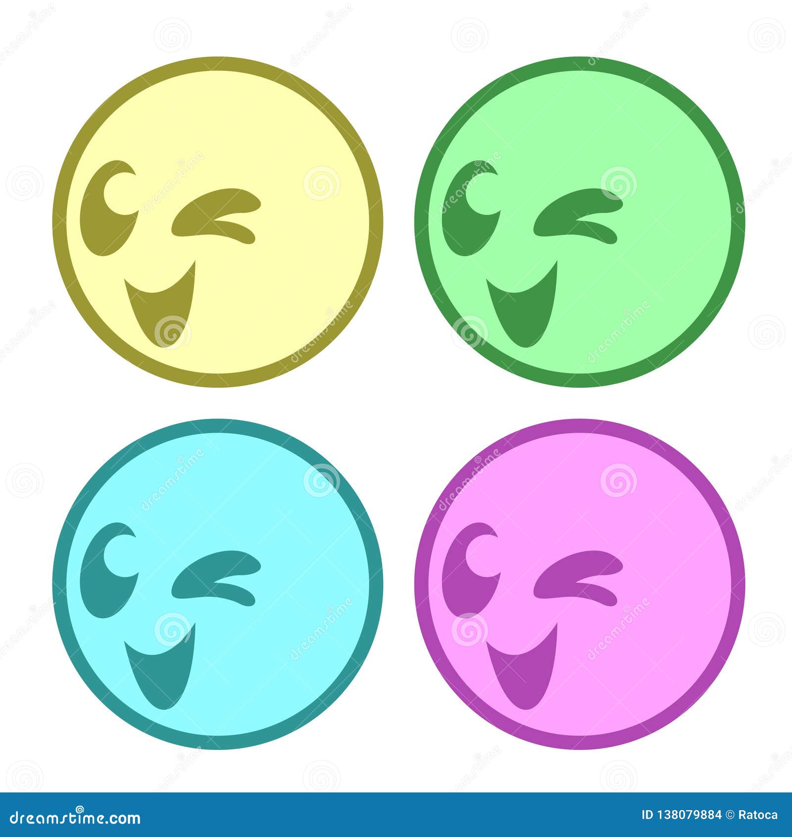 Four happy faces stock vector. Illustration of emoji - 138079884