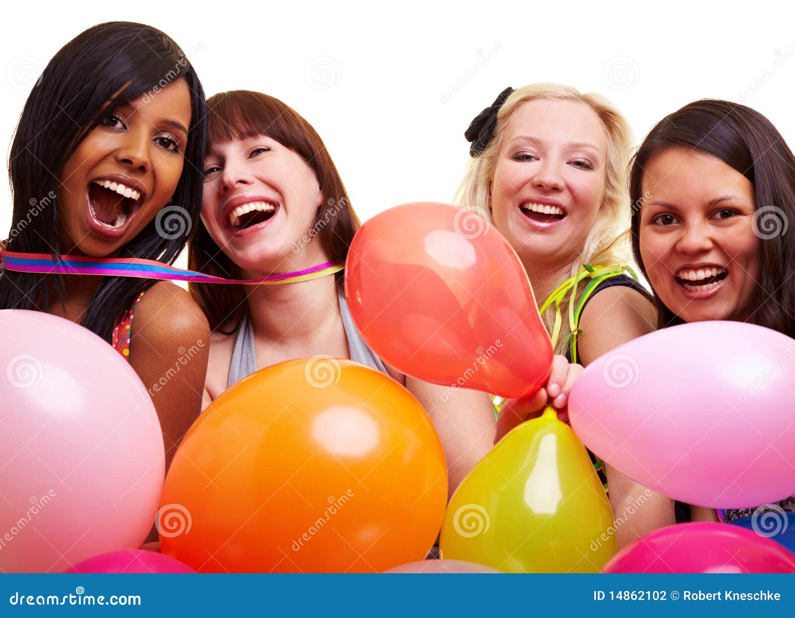 Four Happy Women Smiling at Party Stock Photo - Image of face, portrait ...
