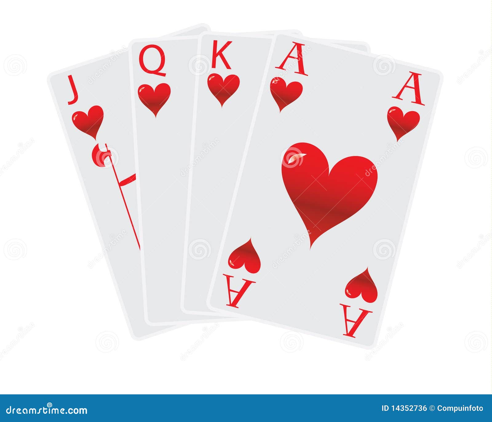 Four hart cards stock illustration. Illustration of gambling - 14352736