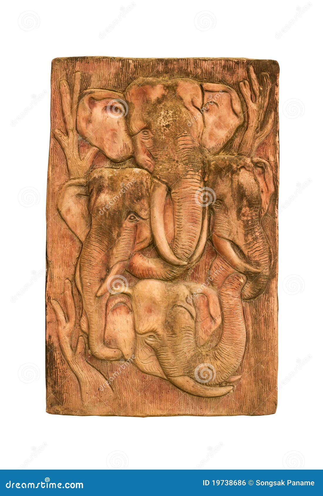 Four head Elephant stock photo. Image of statue, relief - 19738686