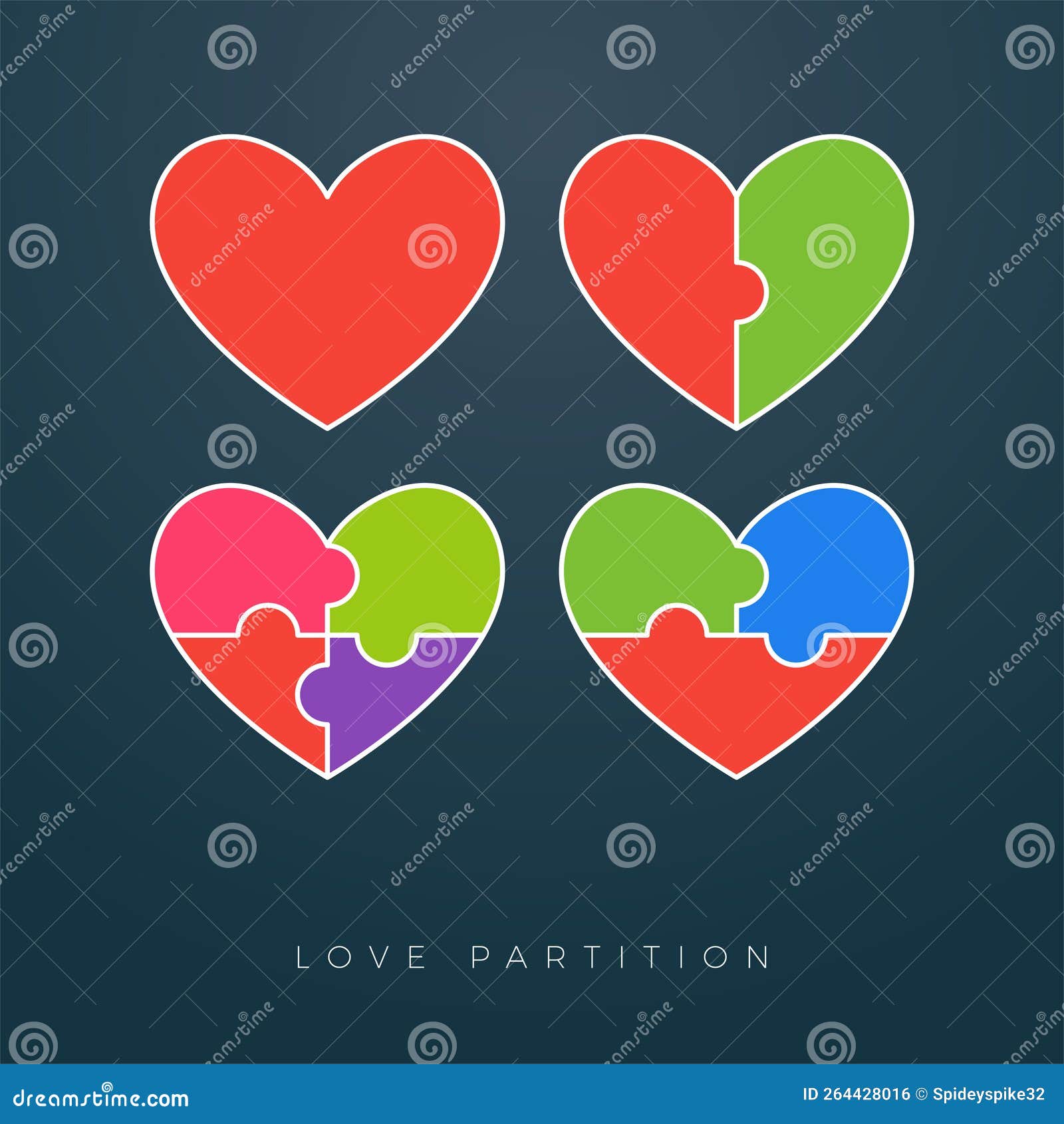 The Four Heart Partition. Isolated Vector Illustration Stock ...