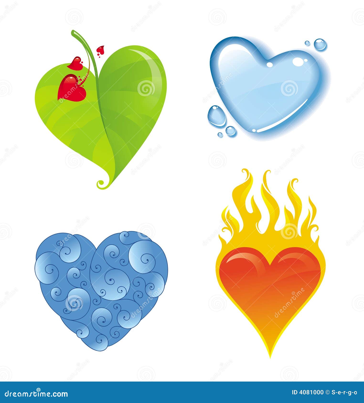 Four hearts stock vector. Illustration of filigree, drops - 4081000