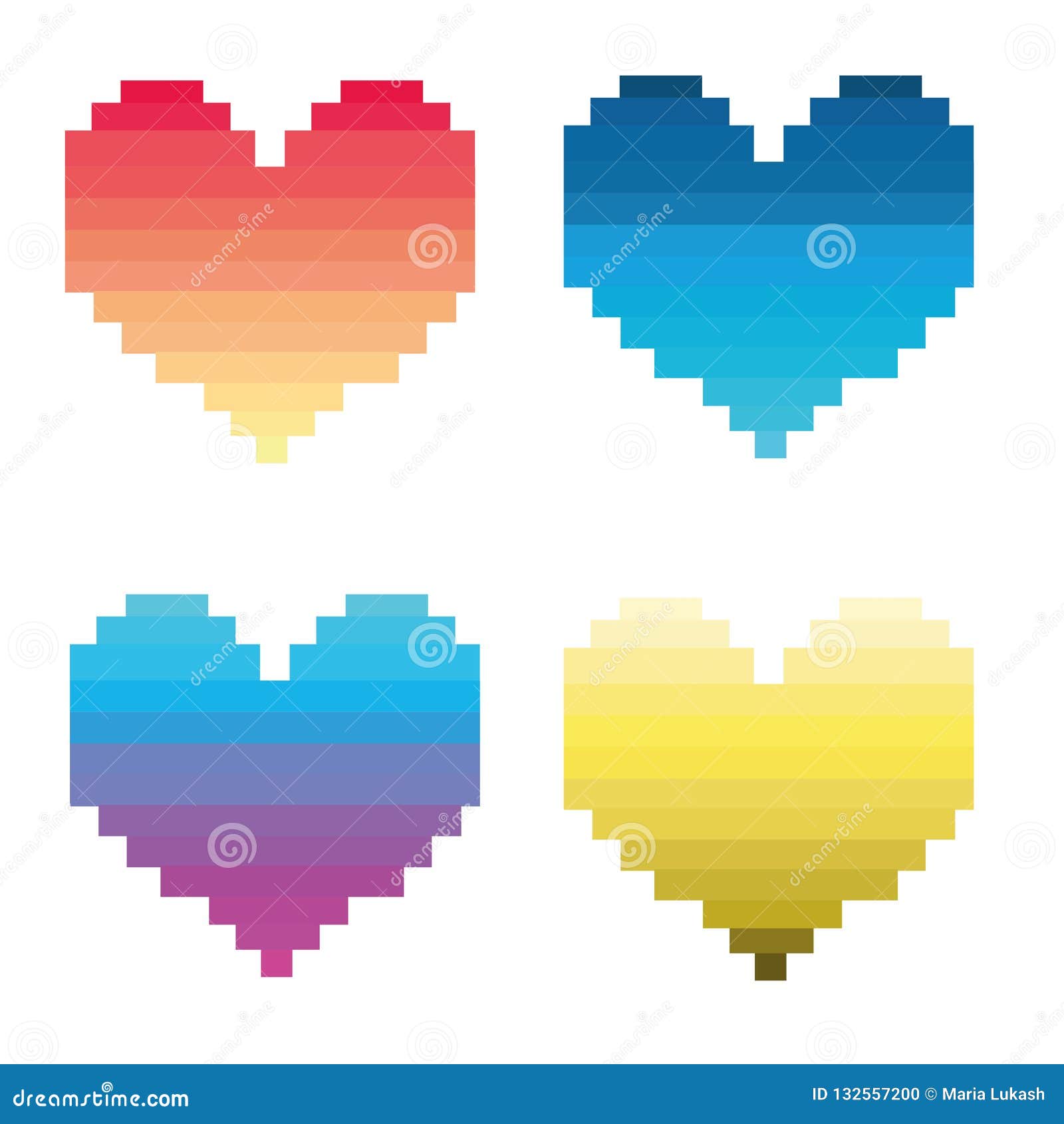 Four Hearts in Colored Stripes. Stock Vector - Illustration of icon ...