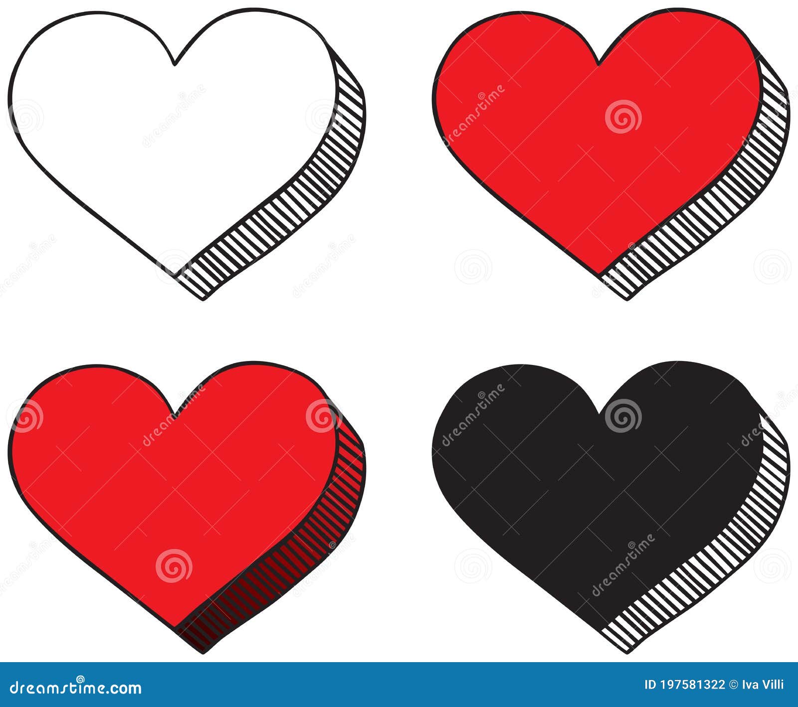 Four hearts stock vector. Illustration of heart, vector - 197581322