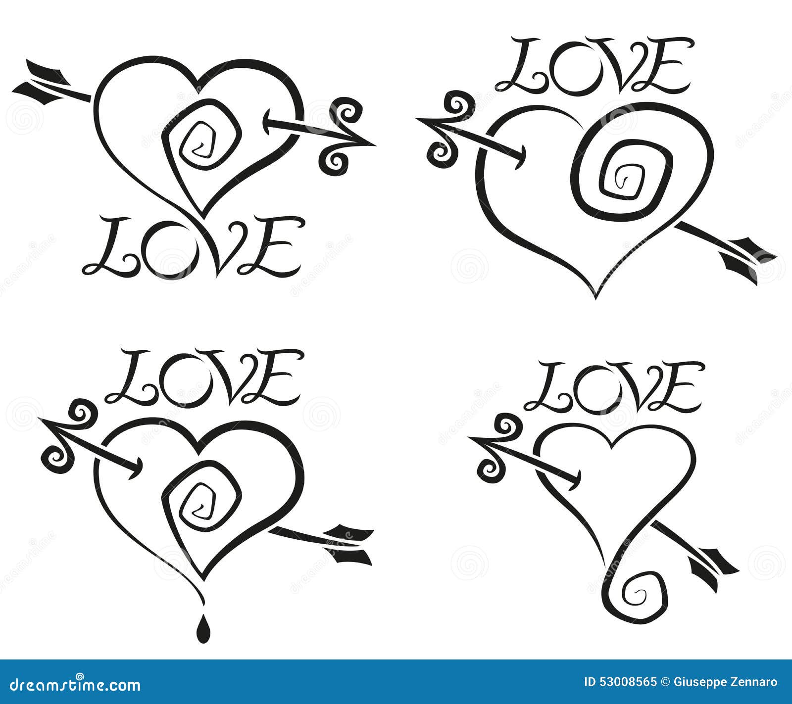 Four hearts stock vector. Illustration of romantic, symbol - 53008565