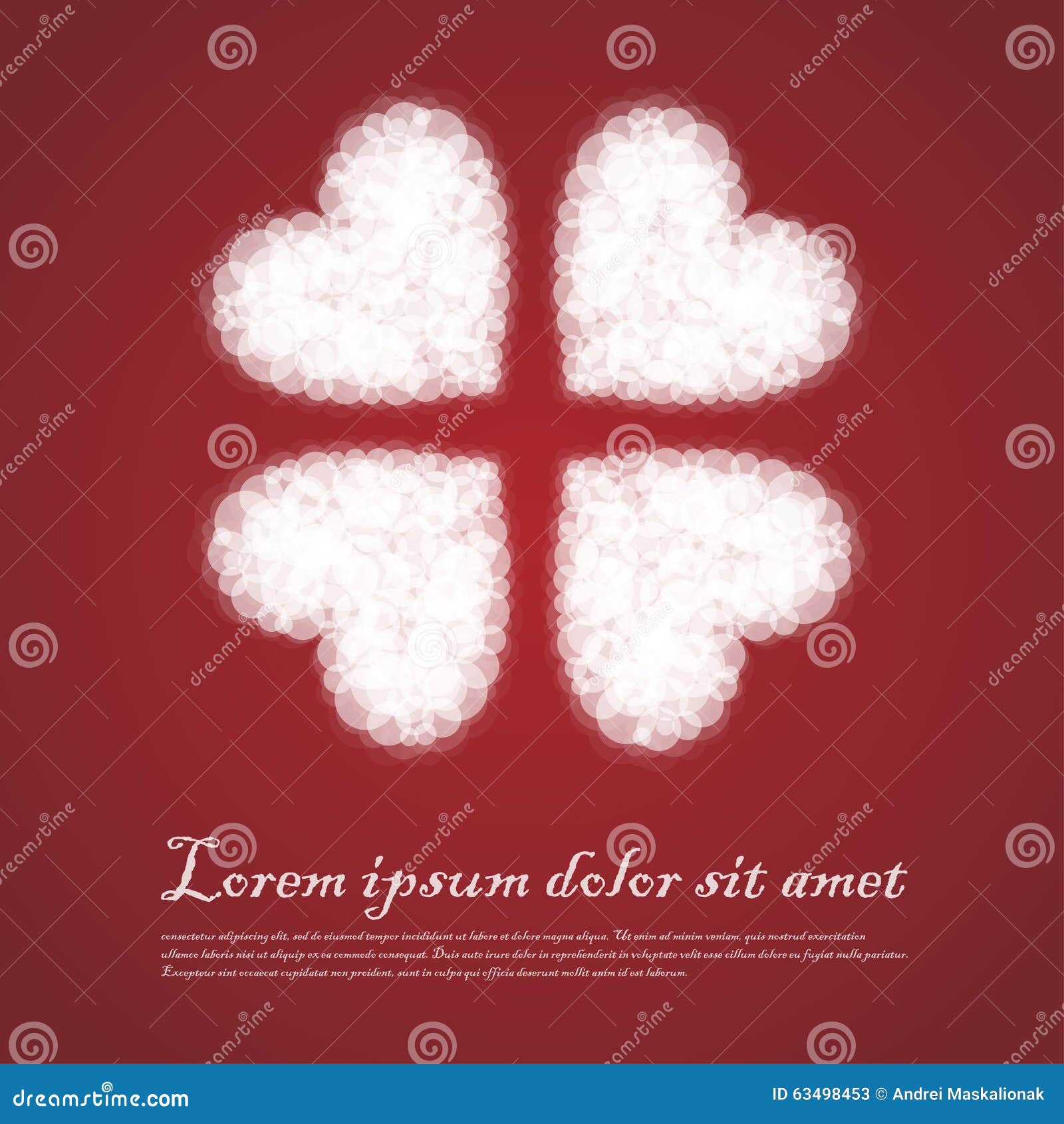 Four Hearts Valentine Sentimental Red Abstract Background Stock Vector ...