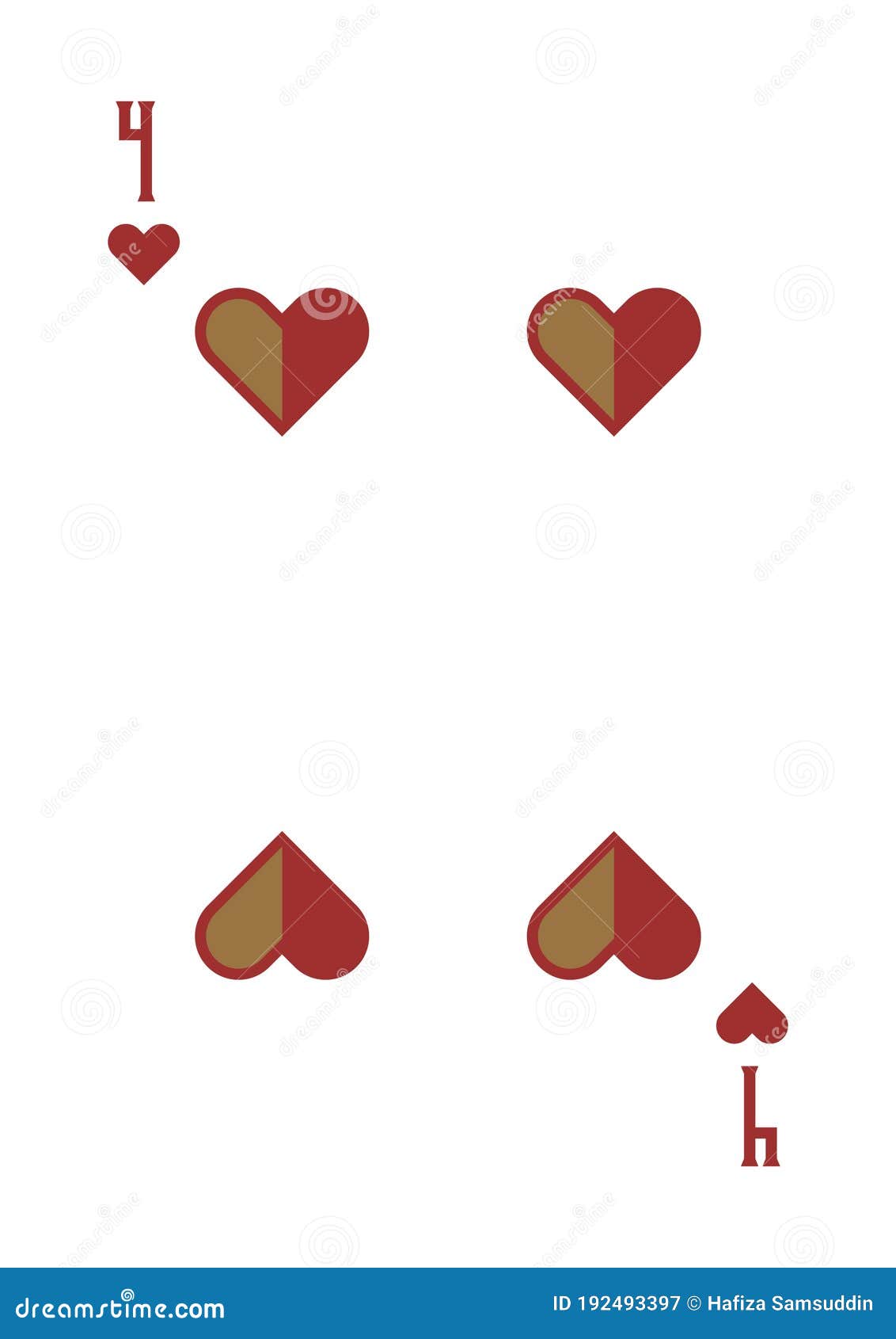 Four of Hearts. Vector Illustration Decorative Design Stock Vector ...