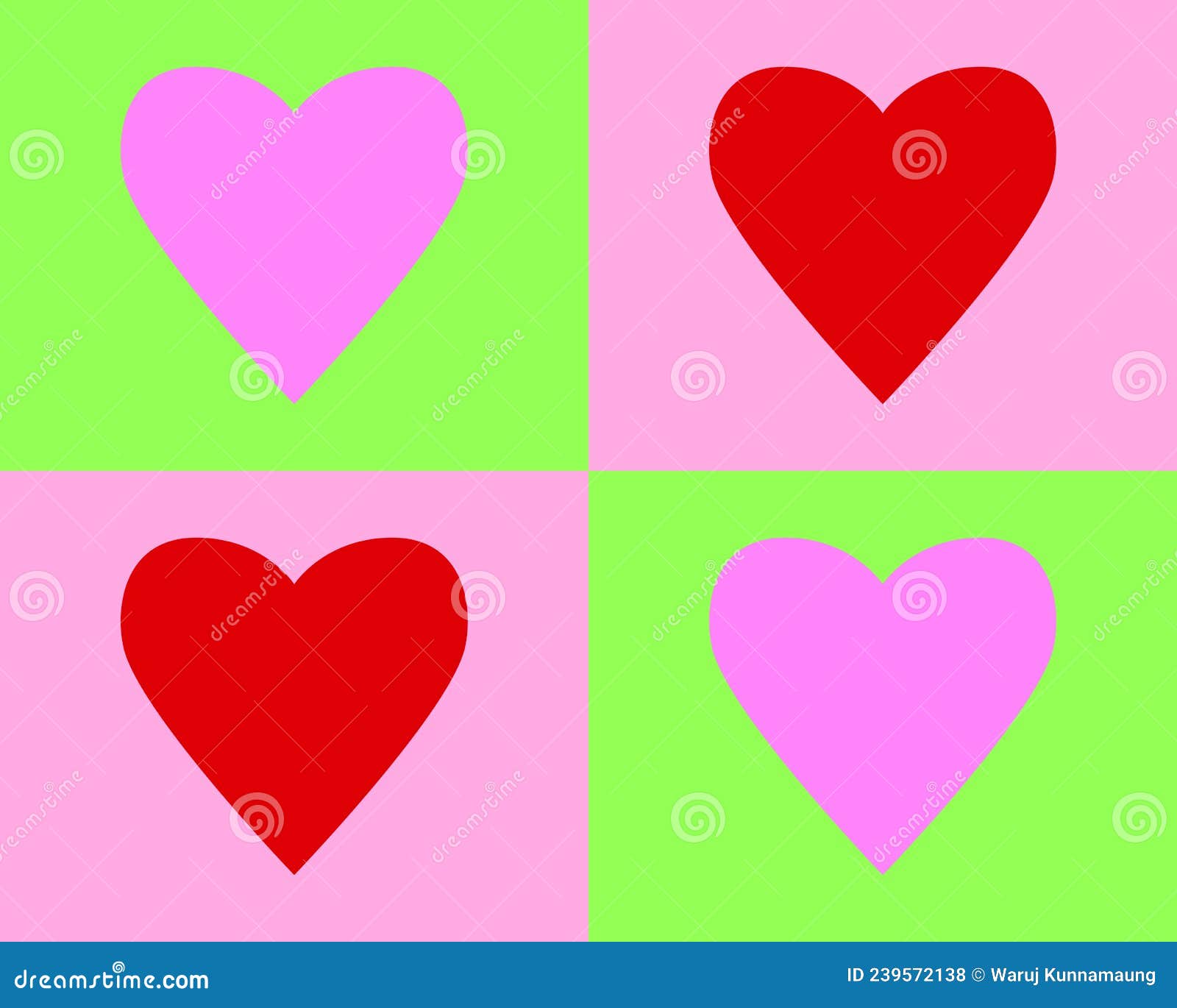 Four Hearts Vector Image in a Square Frame. Stock Vector - Illustration ...