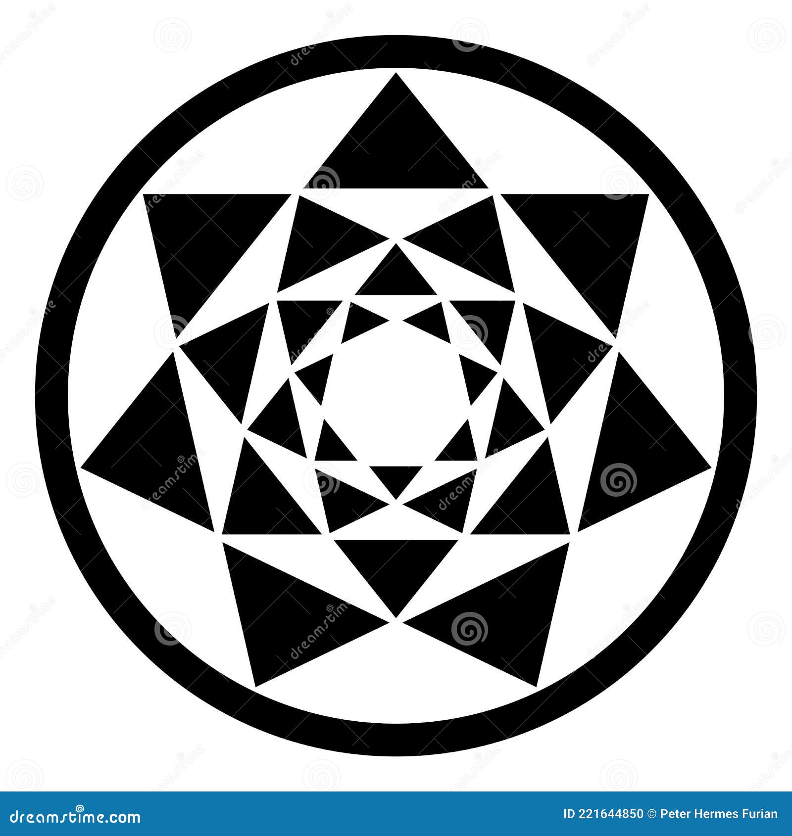 Four Heptagrams, and Their Resulting Triangle Patterns, in Circle Frame ...