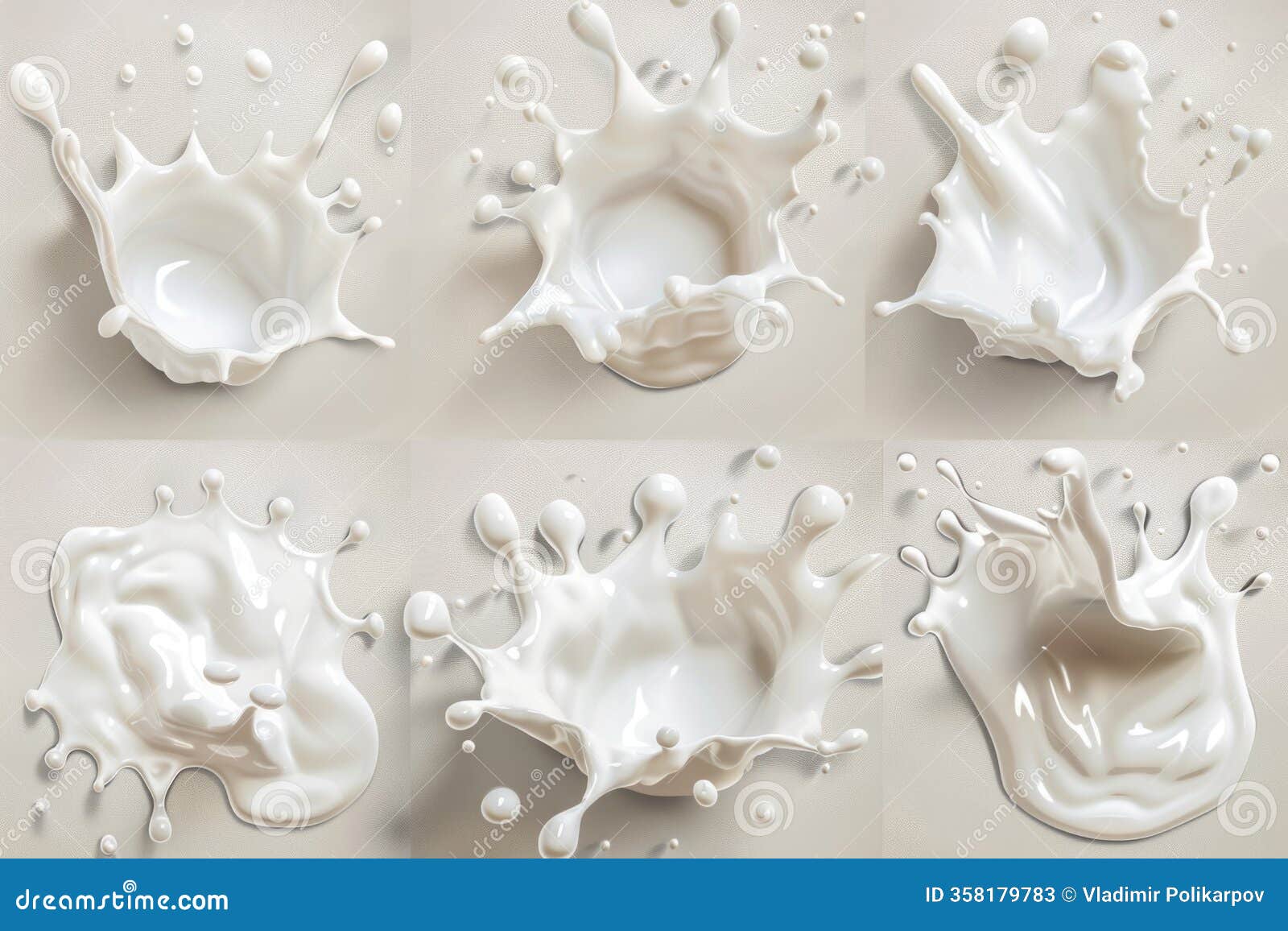 Four High-speed Shots of Milk Splashing and Forming Patterns on ...