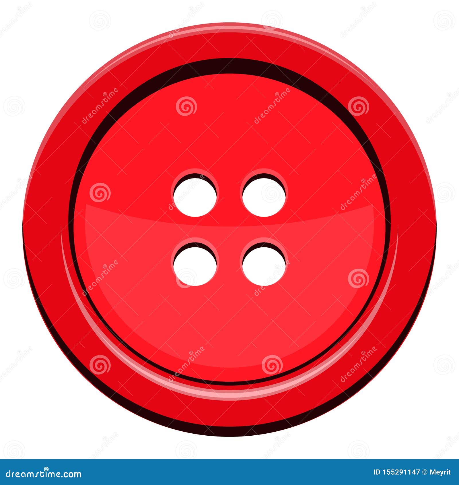 Four-hole Red Sewing Button. Stock Illustration - Illustration of ...