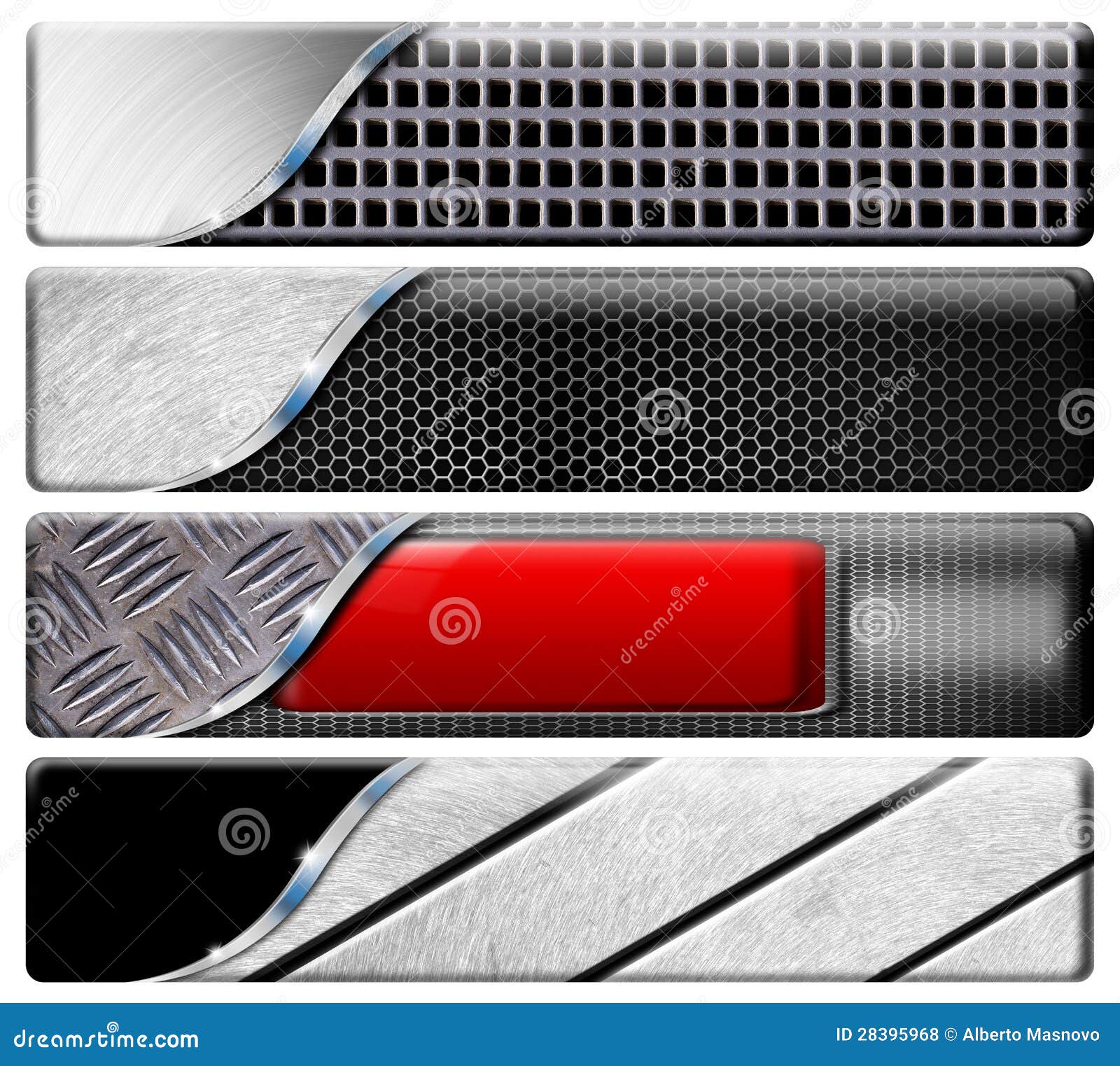 Four Horizontal Metal Headers Stock Illustration - Illustration of ...