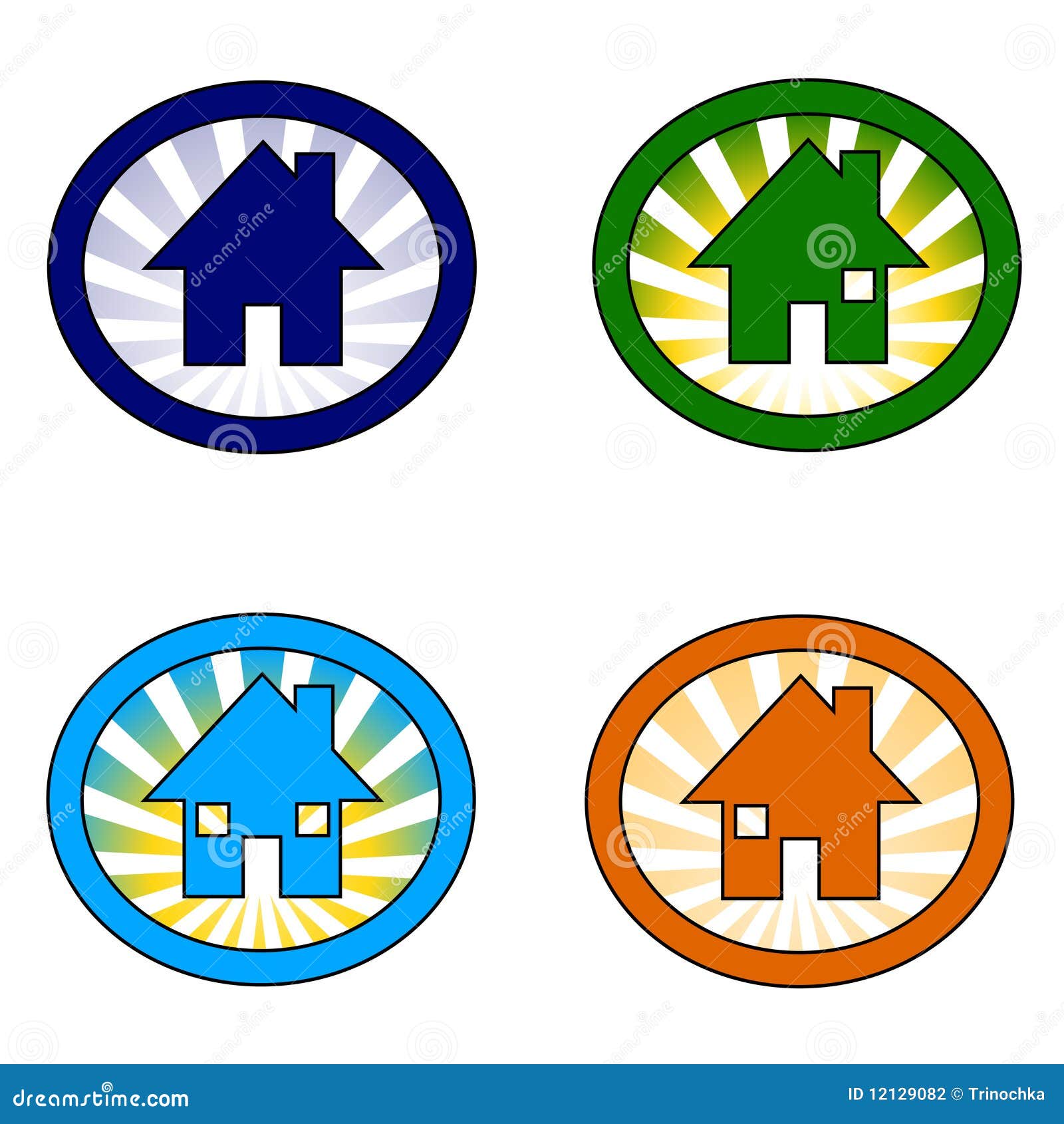 Four house icons set stock vector. Illustration of interface - 12129082