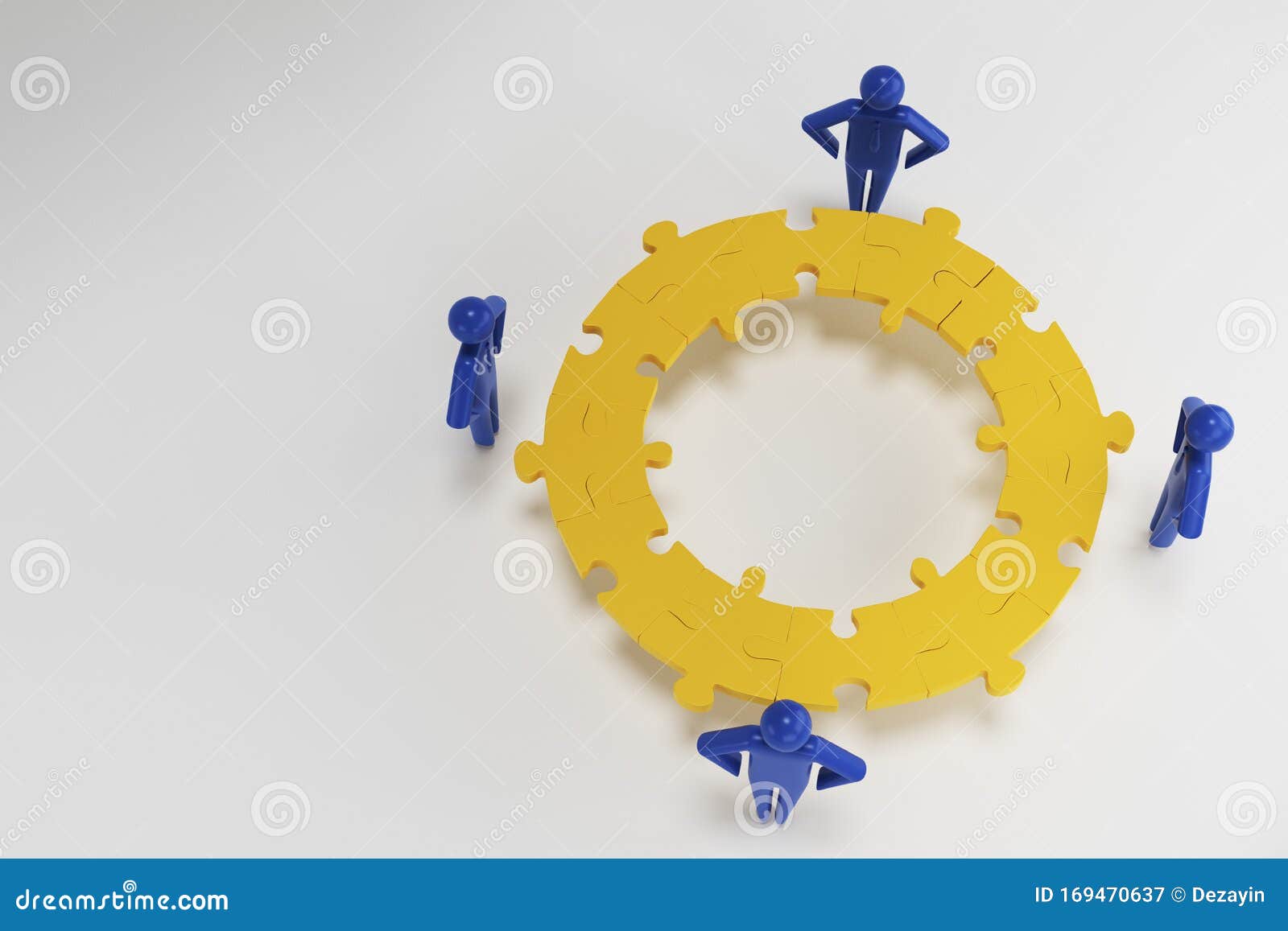 Four Human 3d Figures are Holding Pieces of a Puzzle in Their Hands. 3d ...