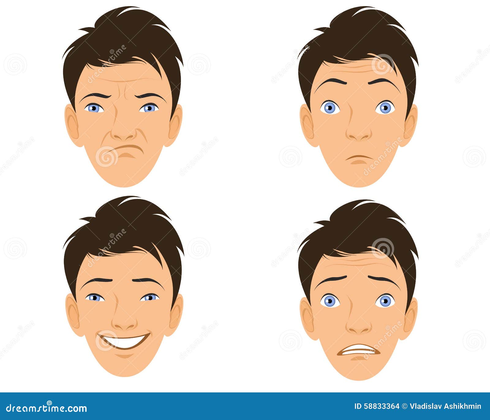 Four human faces stock vector. Illustration of vector - 58833364