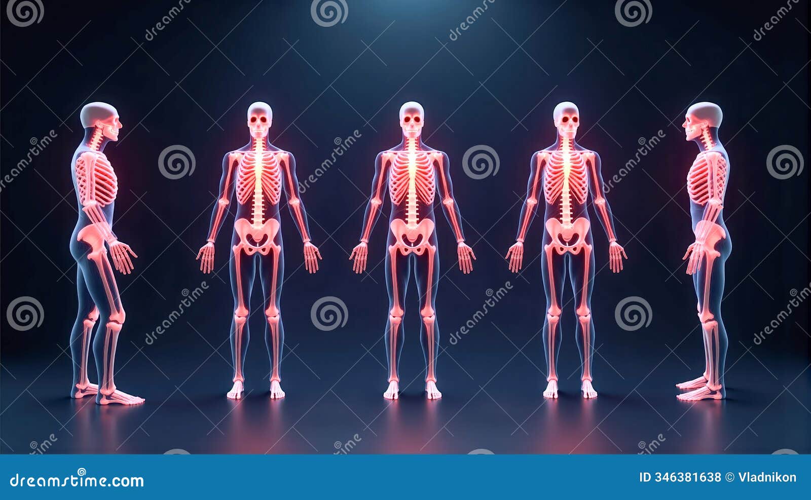 Human Skeleton Models Showcasing Anatomical Details in a Dark ...