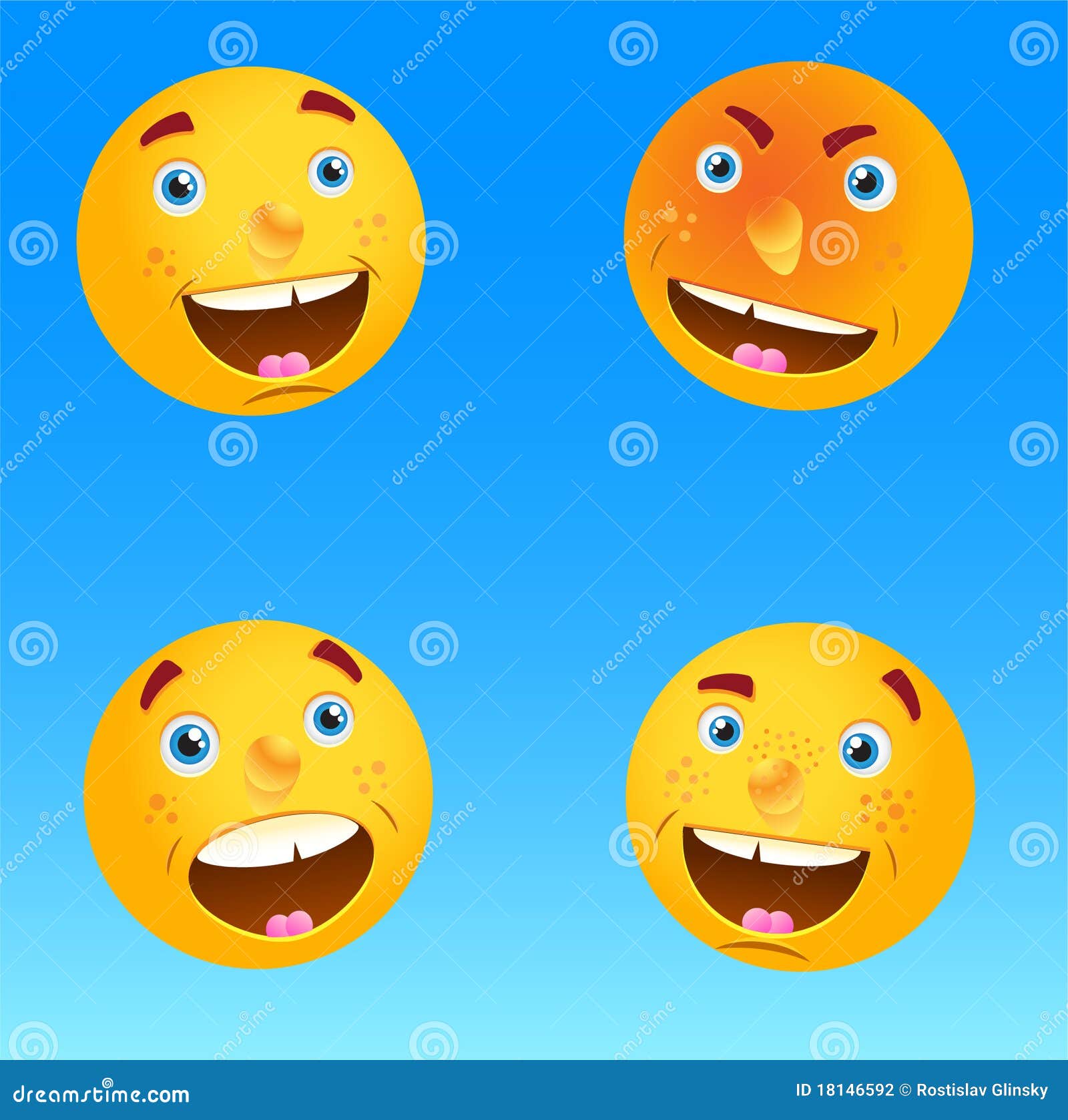 Four Icon Faces with Differen Emotions. Stock Vector - Illustration of ...